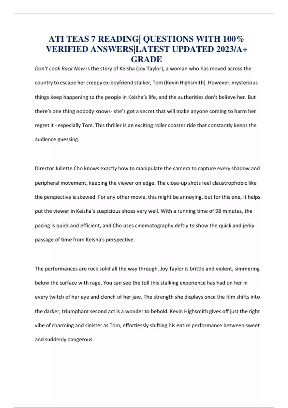 ATI TEAS 7 READING BUNDLED EXAMS /ACTUAL EXAMS WITH CORRECT DETAILED ...