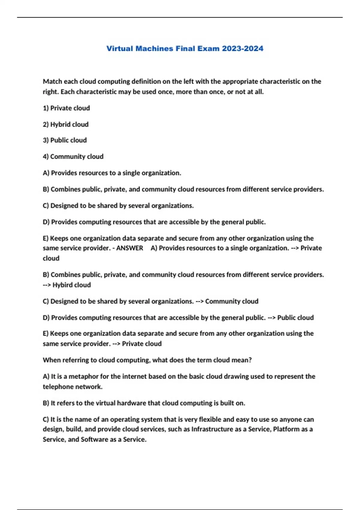 Virtual Machines Final Exam - Virtual Machines - Stuvia US