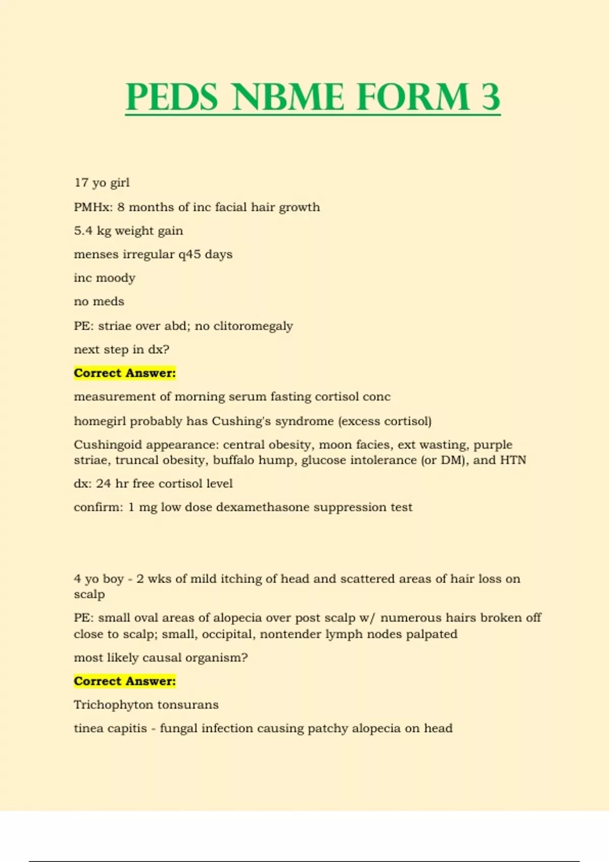 Peds NBME Form 3 Correct Questions & Answers; Latest 2023 / 2024 - NBME ...