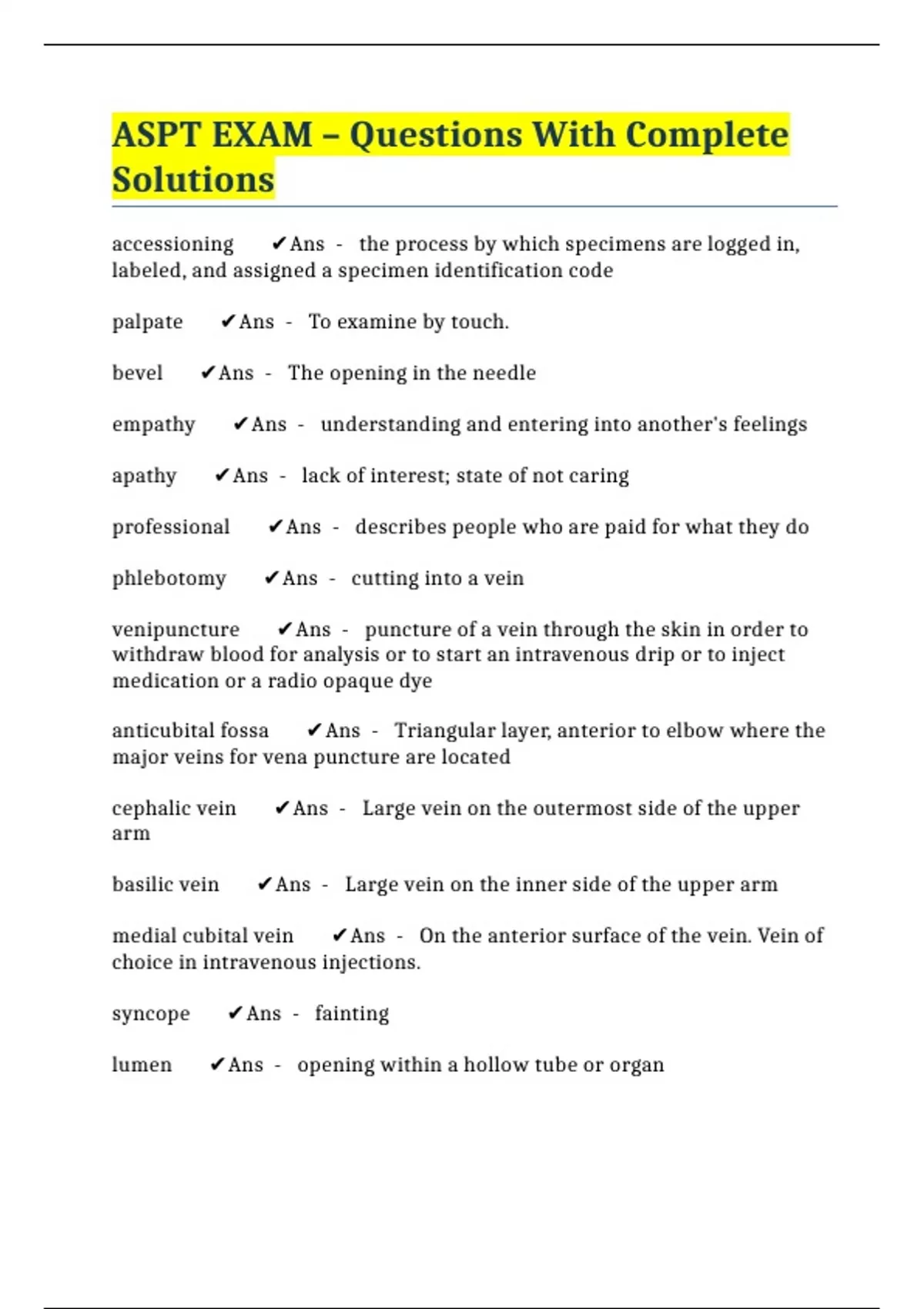 ASPT EXAM – Questions With Complete Solutions - ASPT - Stuvia US