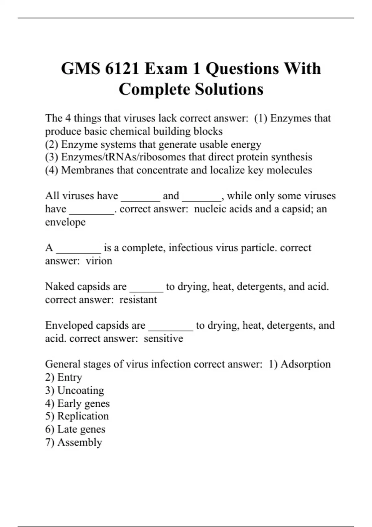 GMS 6121 Exam 1 Questions With Complete Solutions - GMS 6121 - Stuvia US