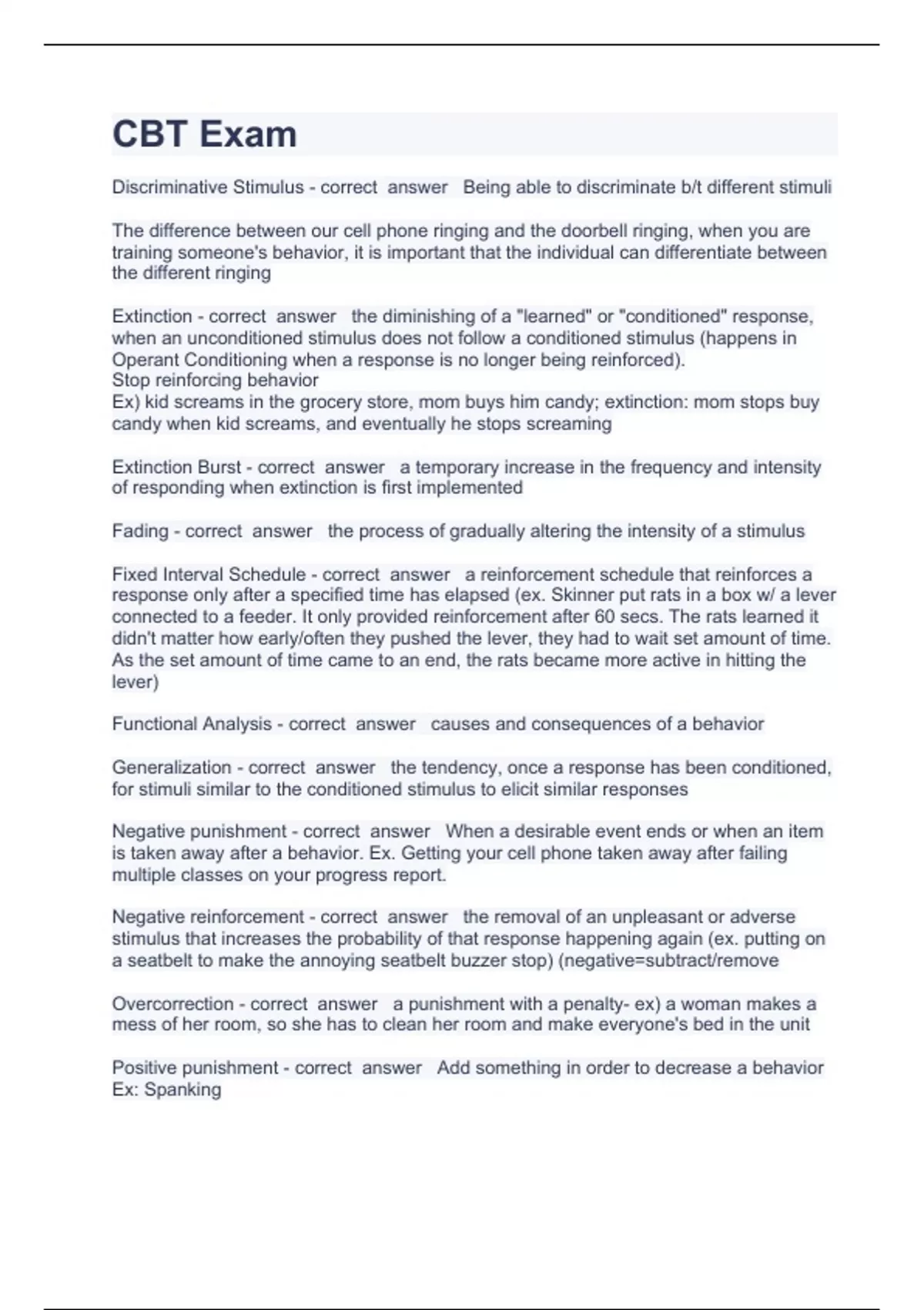 CBT Exam Question and answers 100% correct 2023 - CBT - Stuvia NL