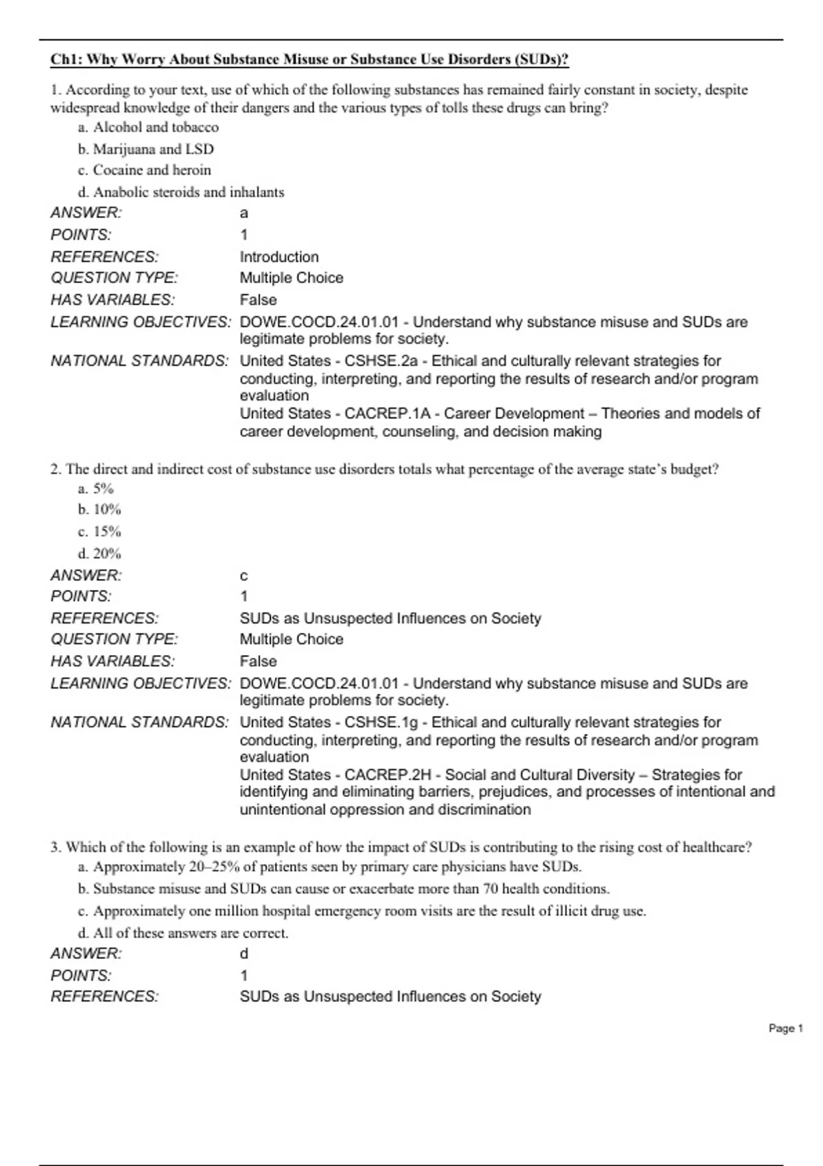 Test Bank for Concepts of Chemical Dependency, 11th Edition by Harold E ...