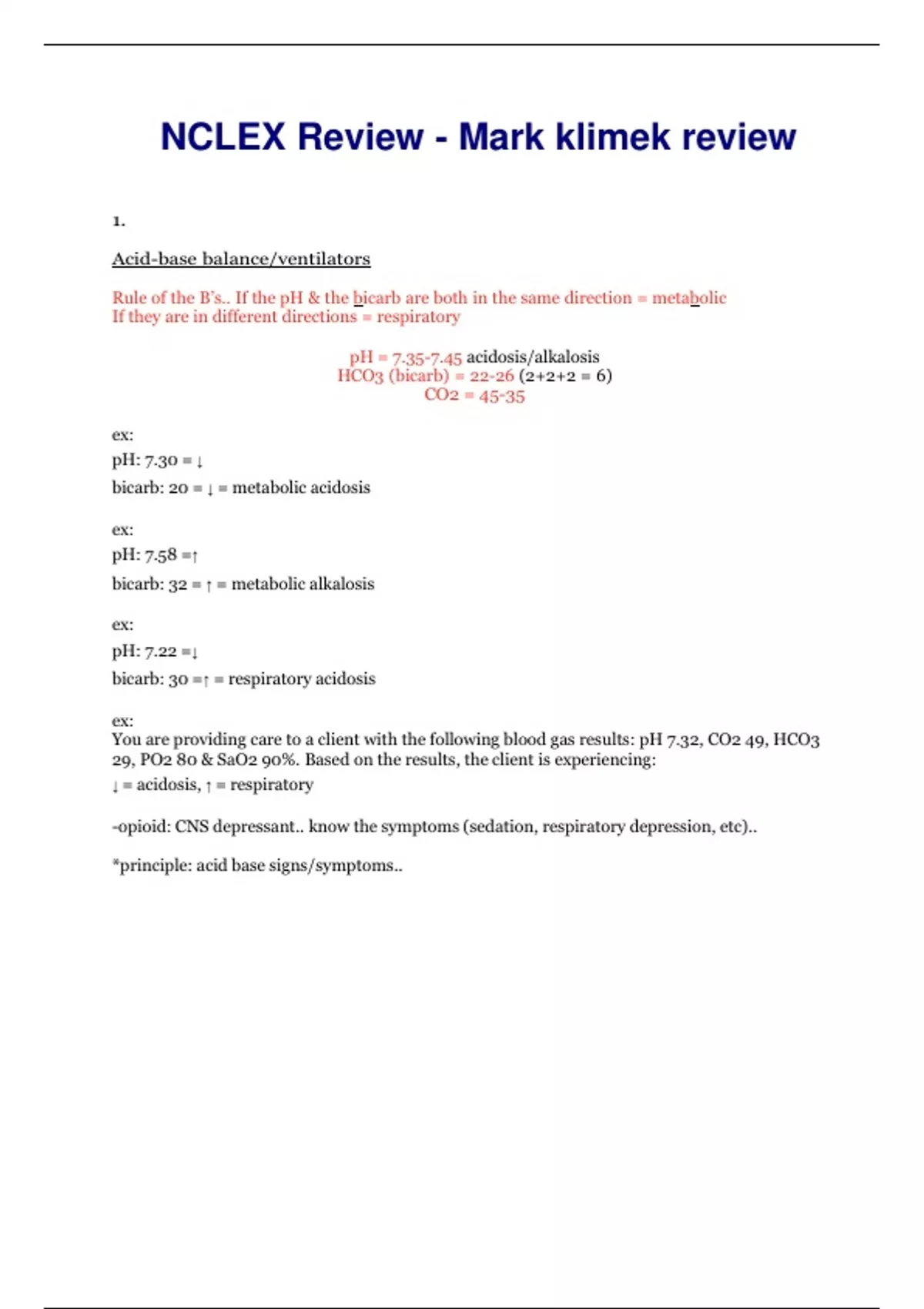 NCLEX Review - Mark klimek review - NCLEX - Stuvia US