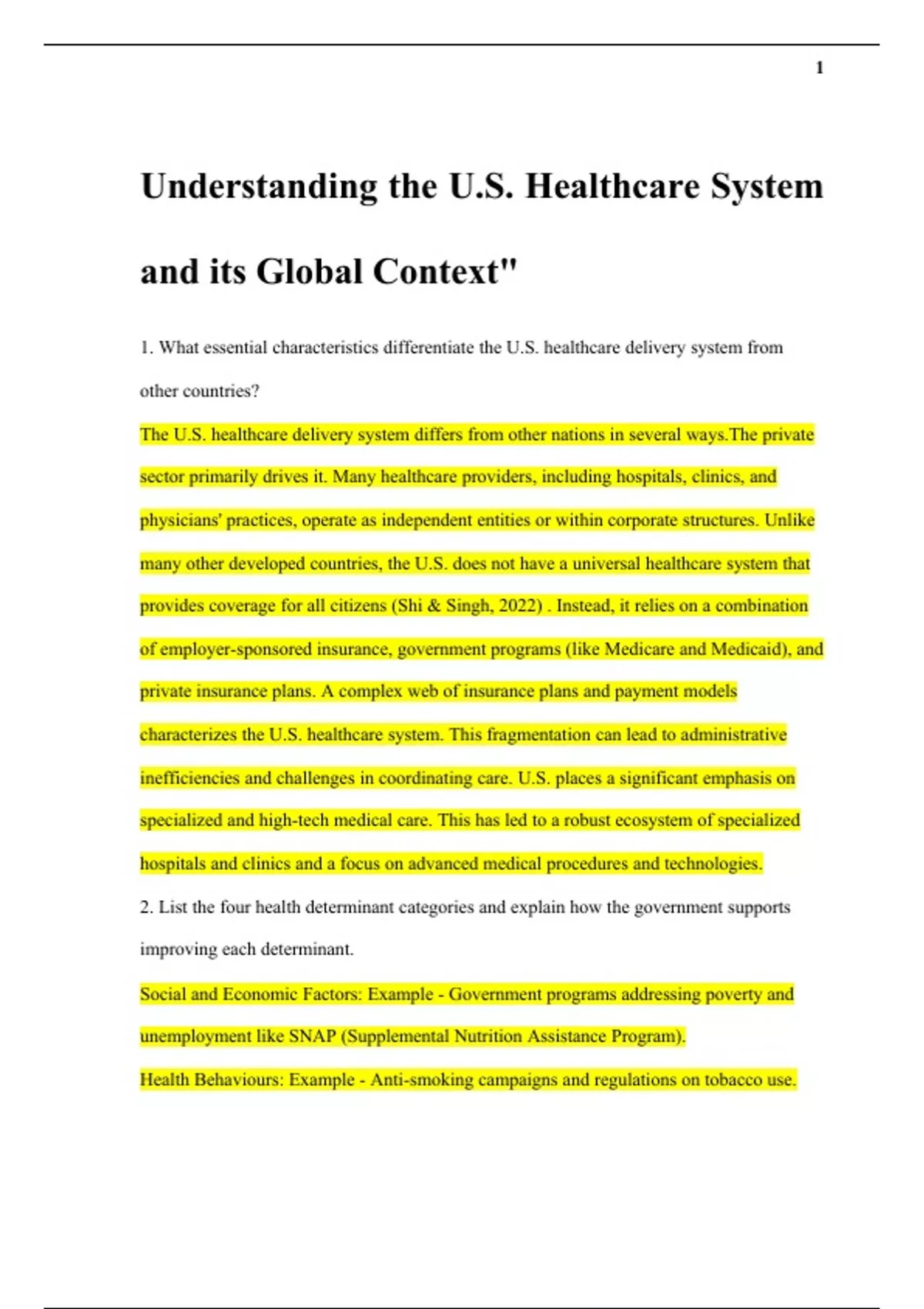 Understanding the U.S. Healthcare System and its Global Context - U.S ...