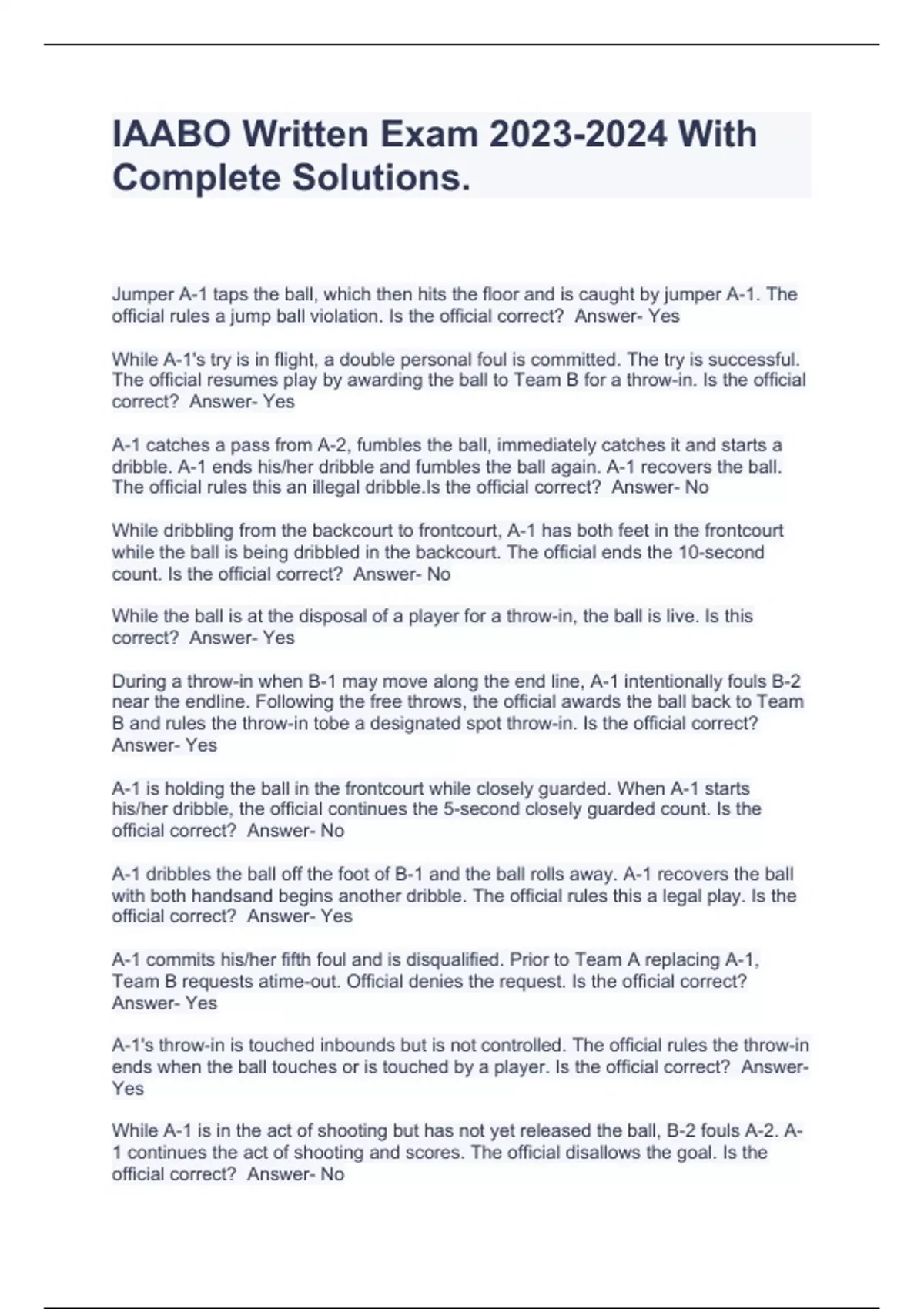 IAABO WRITTEN EXAM WITH COMPLETE SOLUTIONS. - IAABO - Stuvia US