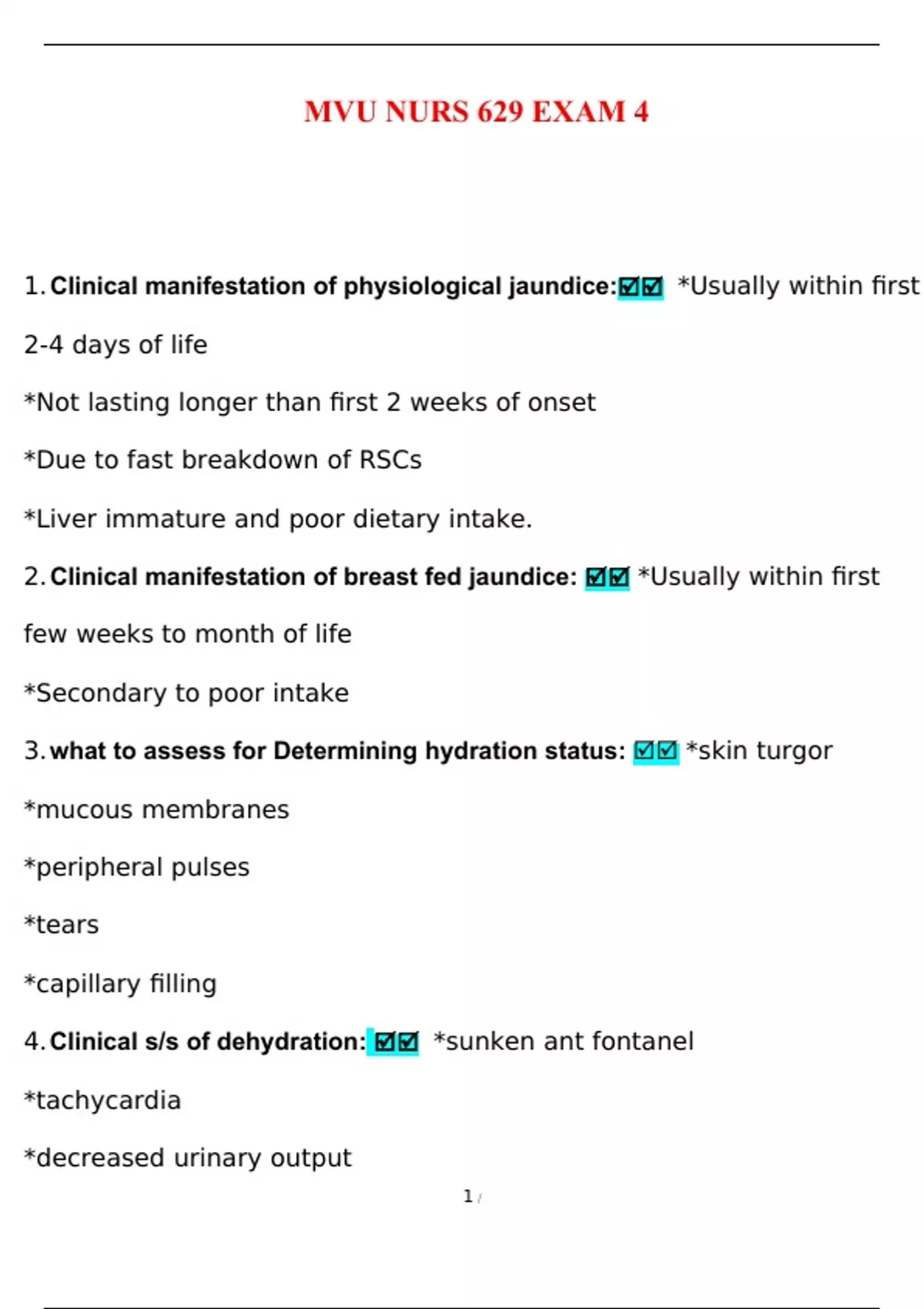 MVU NURS 629 EXAM 4 WITH COMPLETE SOLUTION LATEST UPDATE(A+ exam ...