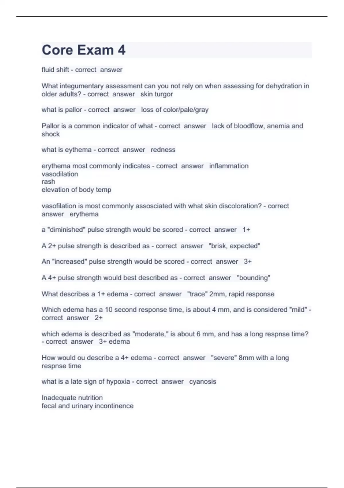 Core Exam 4 questions and answers 100% correct 2023 - ALF CORE - Stuvia US