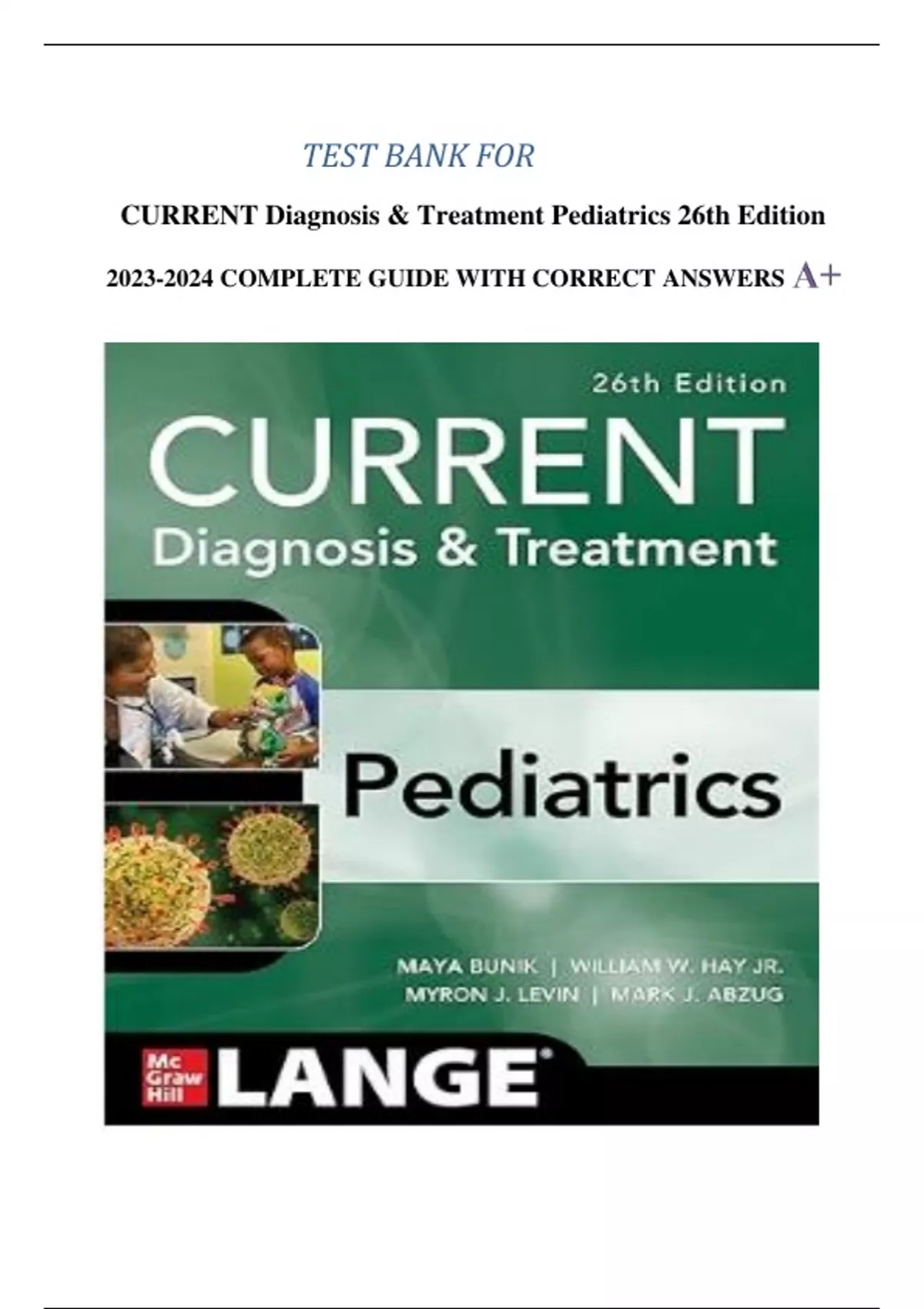 TEST BANK FOR CURRENT Diagnosis & Treatment Pediatrics 26th Edition ...