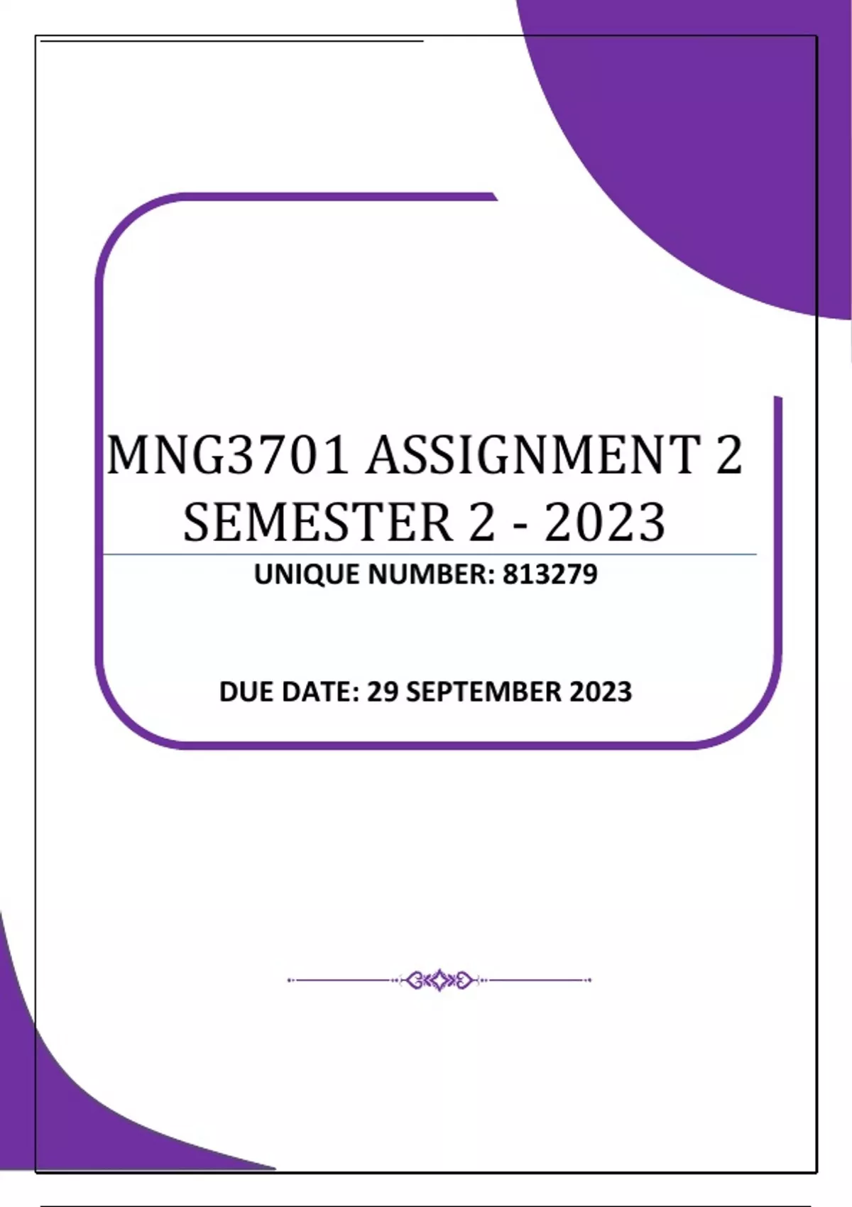 MNG3701 ASSIGNMENT 2 SEMESTER 2 - 2023 (813279) - Strategic Planning ...