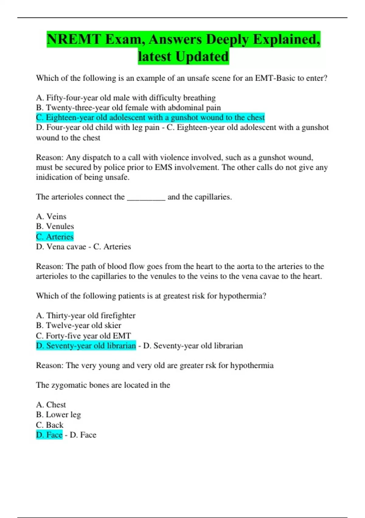 NREMT Exam Questions With Answers Deeply Explained, latest Update ...