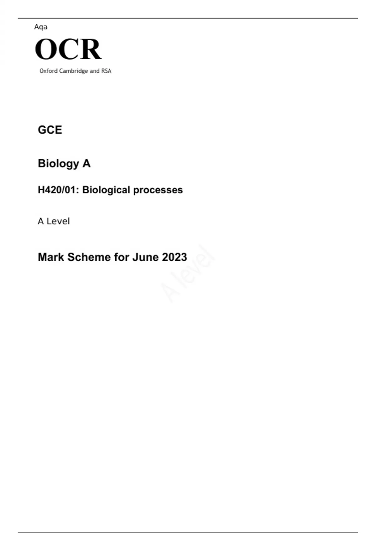 OCR A Level Biology A PAPER 1, 2 and 3 JUNE 2023 QUESTION PAPERS AND ...