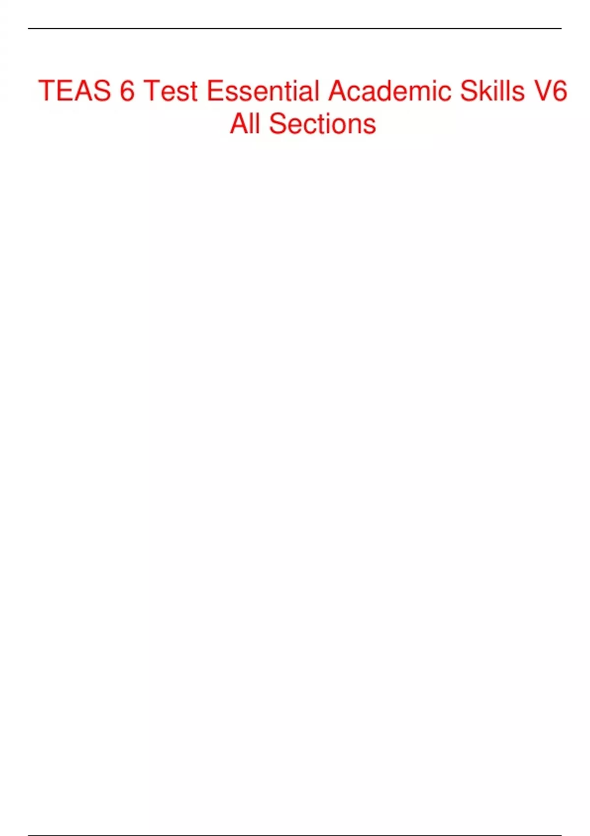 TEAS 6 Test Essential Academic Skills V6 All Sections - TEAS 6 ...