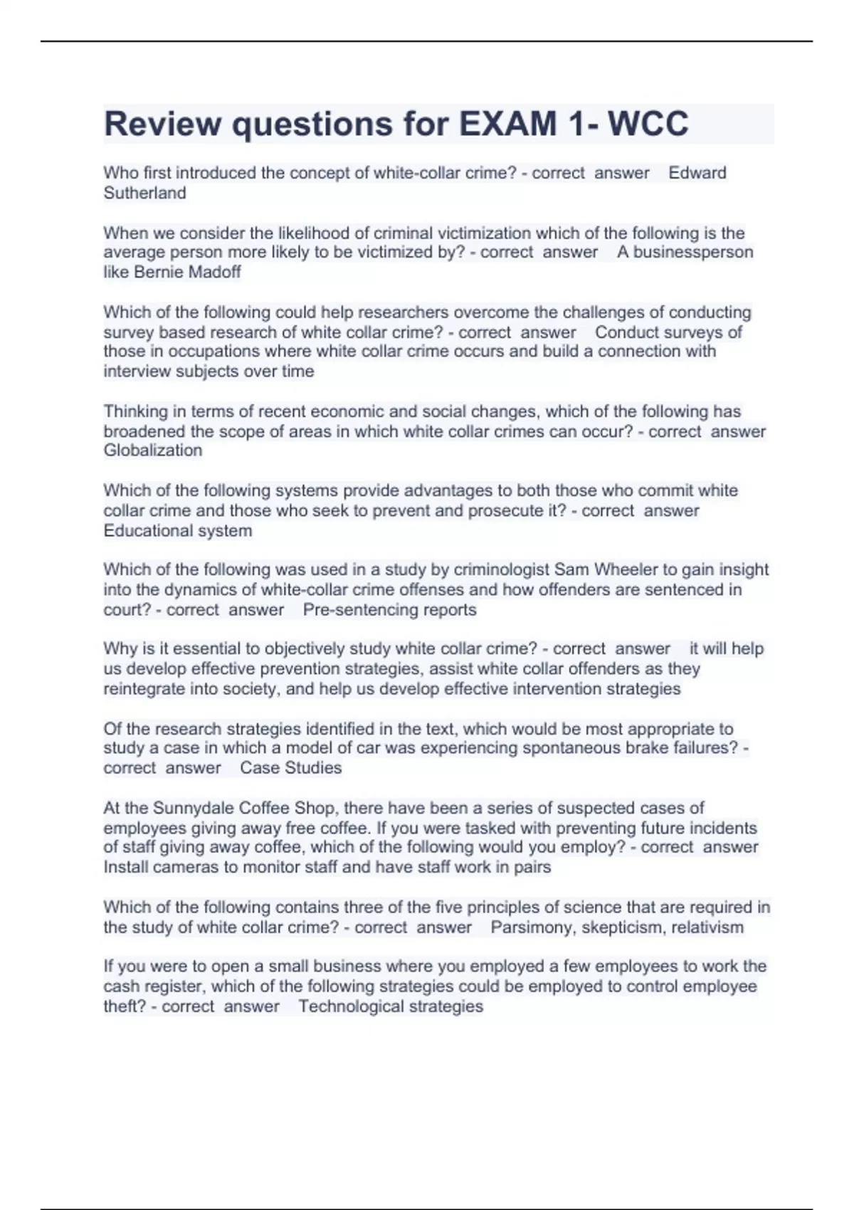 Review questions for EXAM 1 Question and answers correctly solved 2023 ...