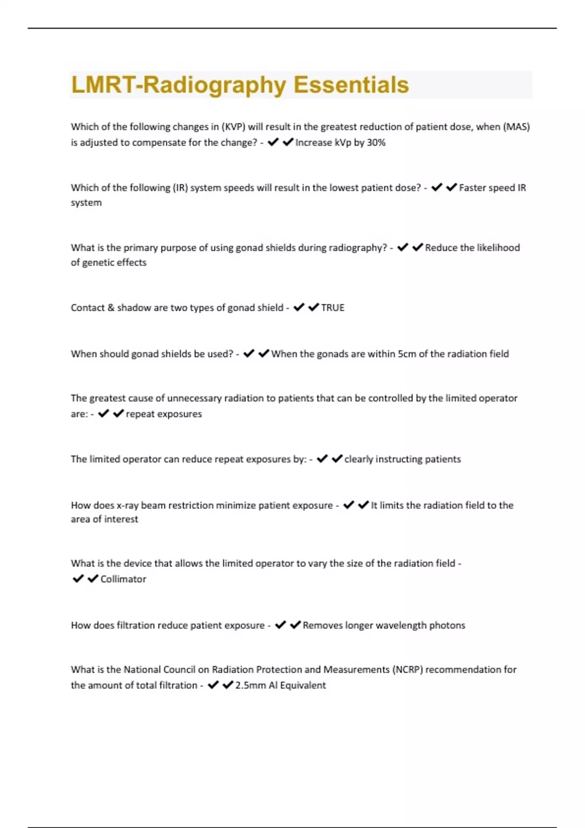 LMRT-Radiography Essentials Exam Solved 100% Correct!! - LMRT ...