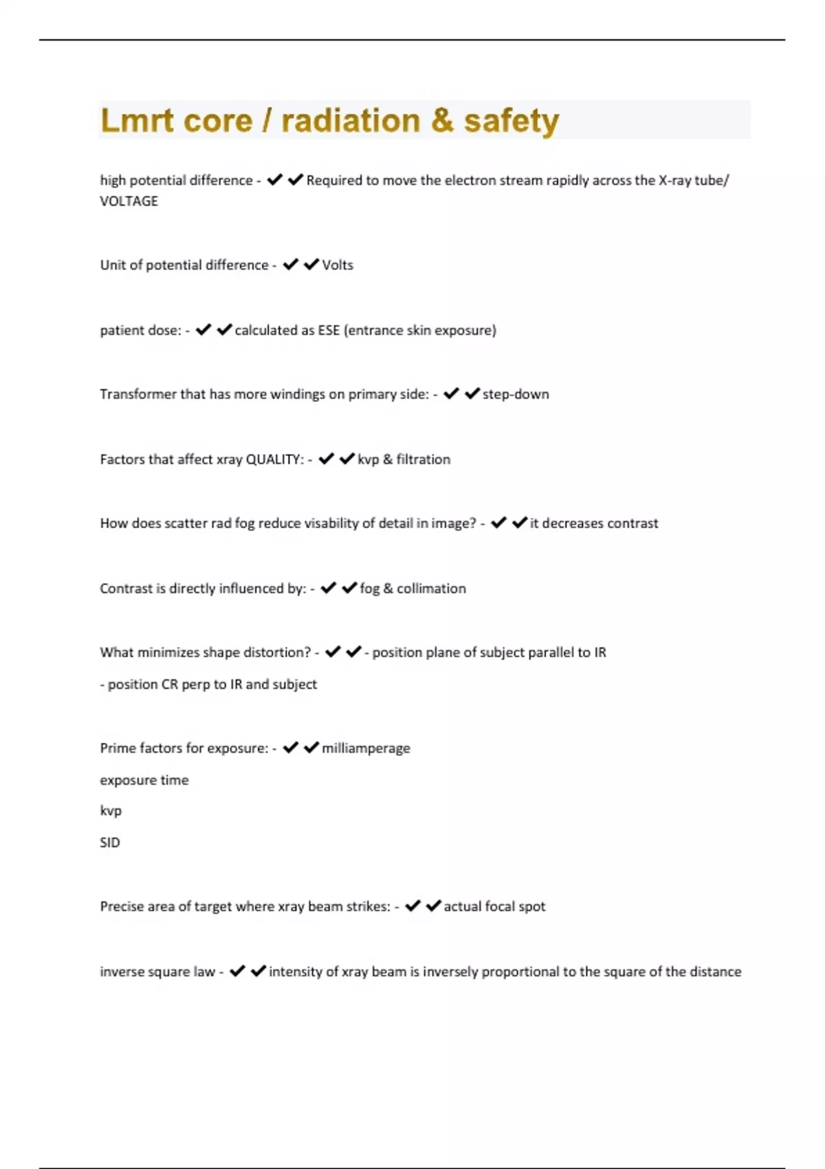 Lmrt core / radiation & safety EXAM(Answered;graded A+) - Lmrt core ...
