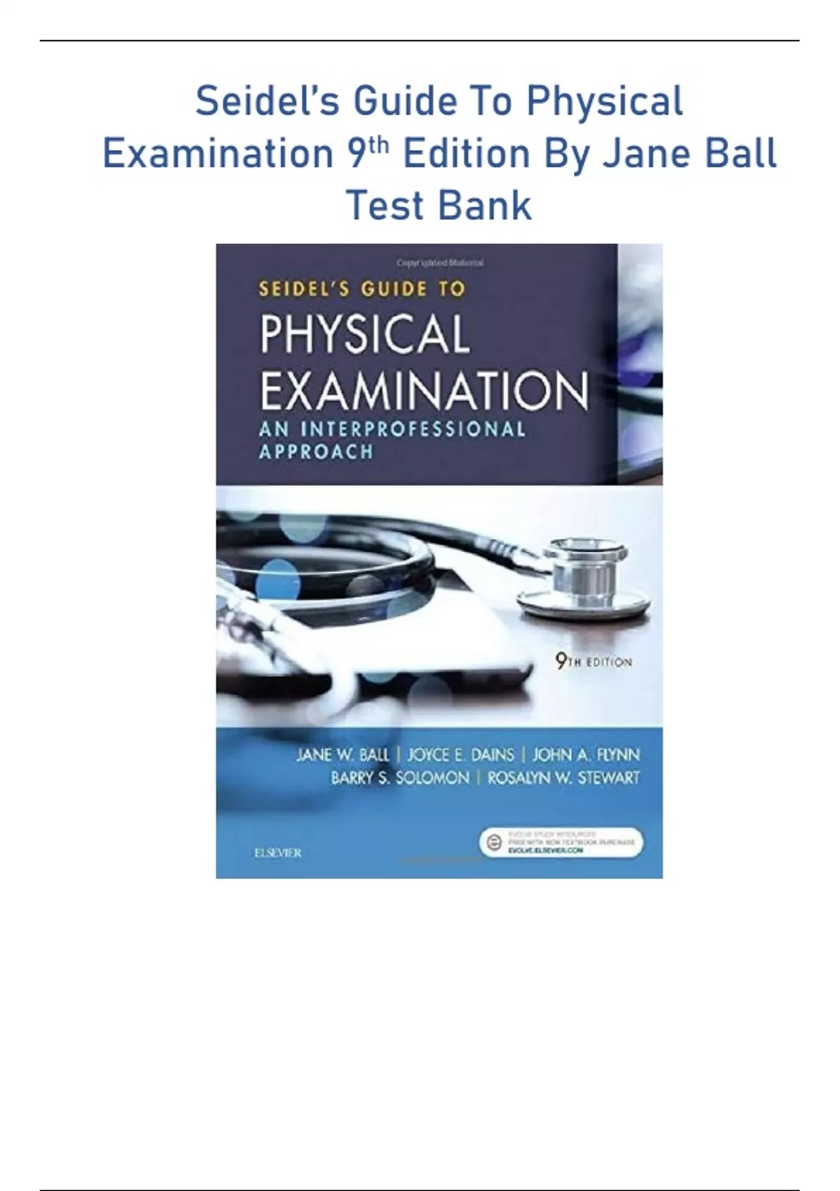 Seidel’s Guide To Physical Examination 9th Edition By Jane Ball Test ...