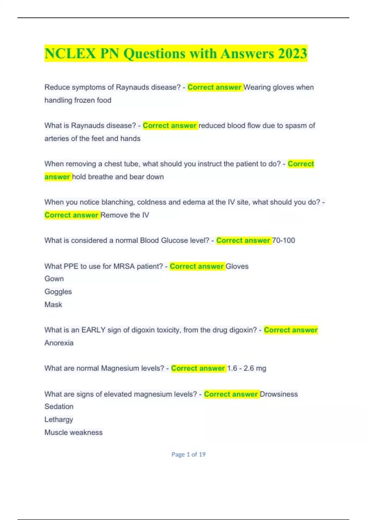 NCLEX PN Questions with Answers 2023 - NCLEX PN - Stuvia US