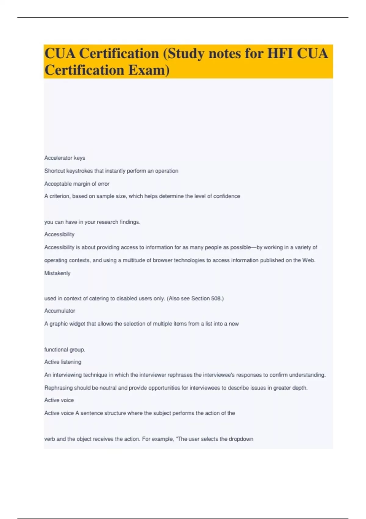 CUA Certification (Study notes for HFI CUA Certification Exam) - CUA ...