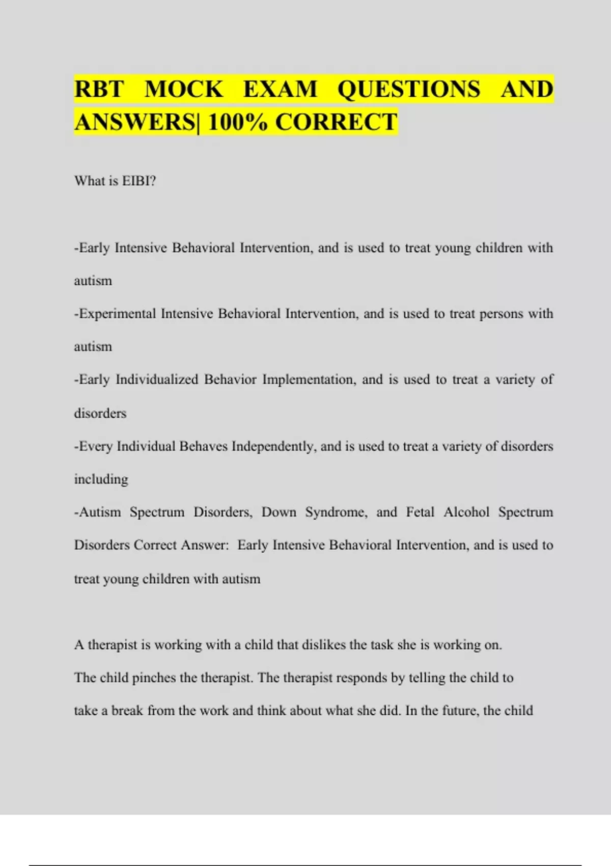 RBT MOCK EXAM QUESTIONS AND ANSWERS| 100% CORRECT - RBT - Stuvia US