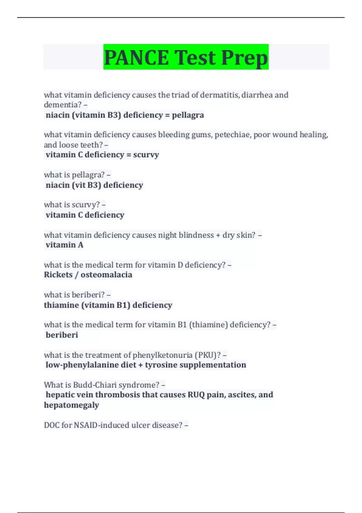 PANCE Test Prep WITH COMPLETE SOLUTIONS RATED A+ 2023|2024 LATEST ...