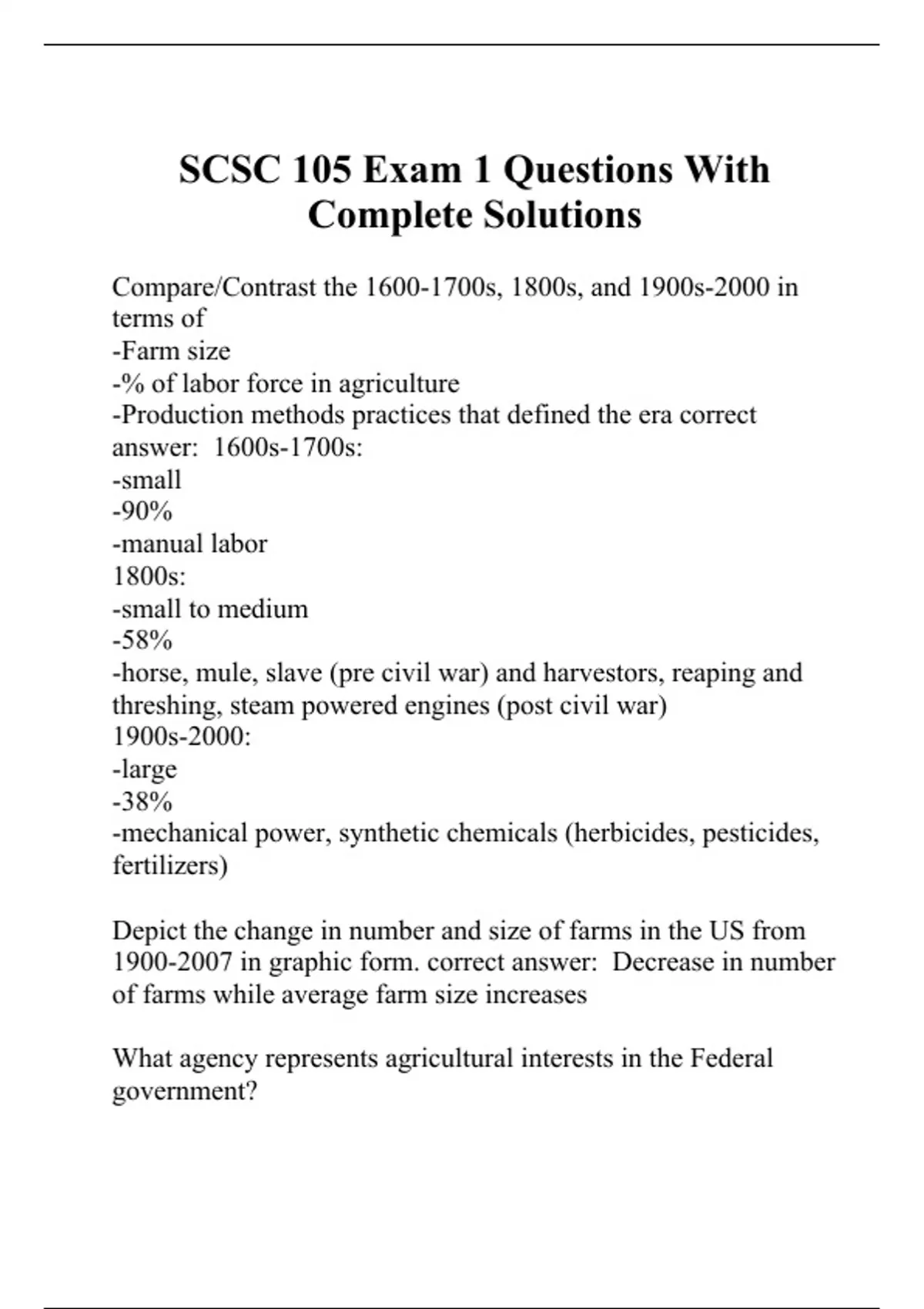 SCSC 105 Exam 1 Questions With Complete Solutions - SCSC 105 - Stuvia US