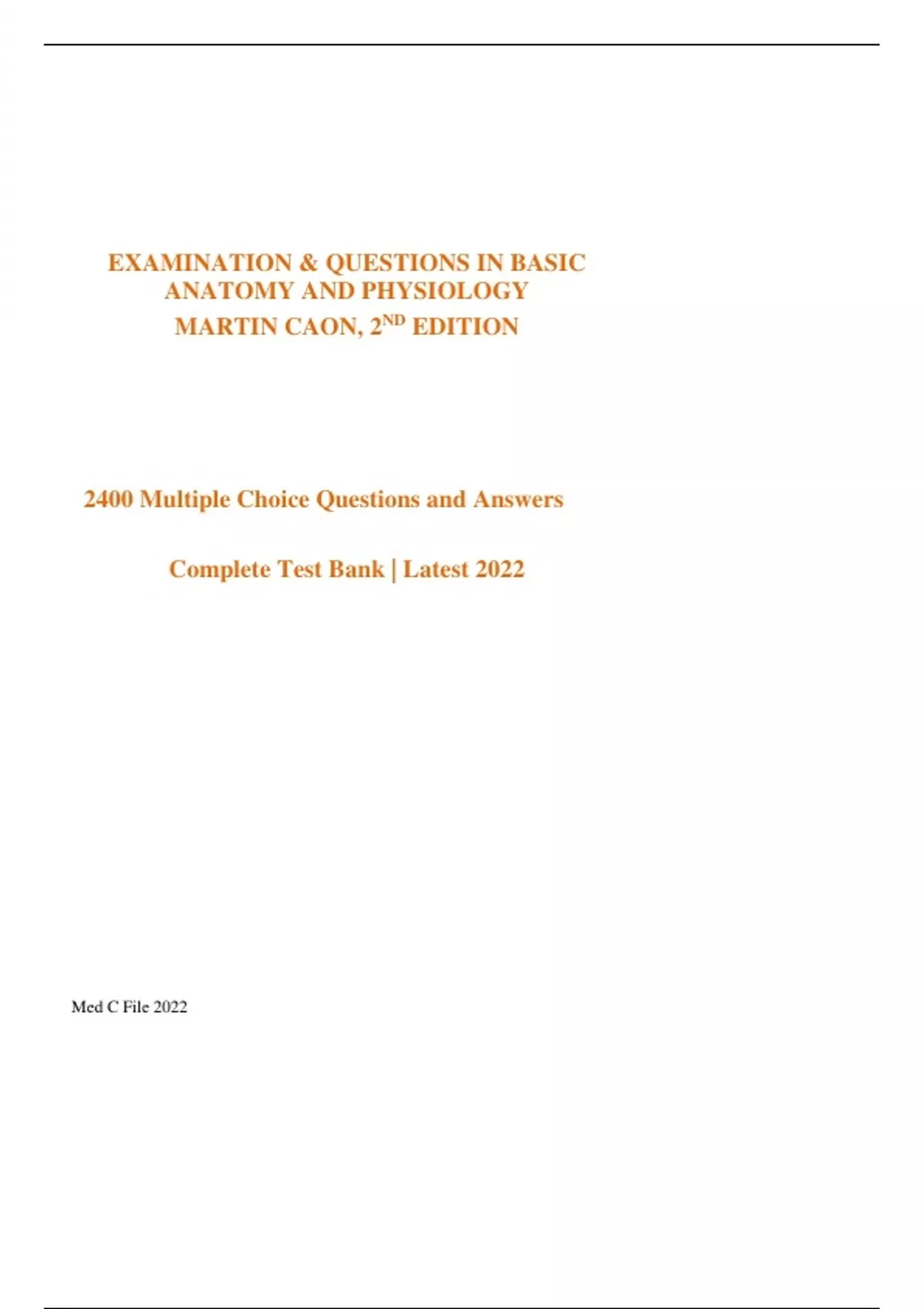 Examination Questions and Answers in Basic Anatomy and Physiology 2400 ...