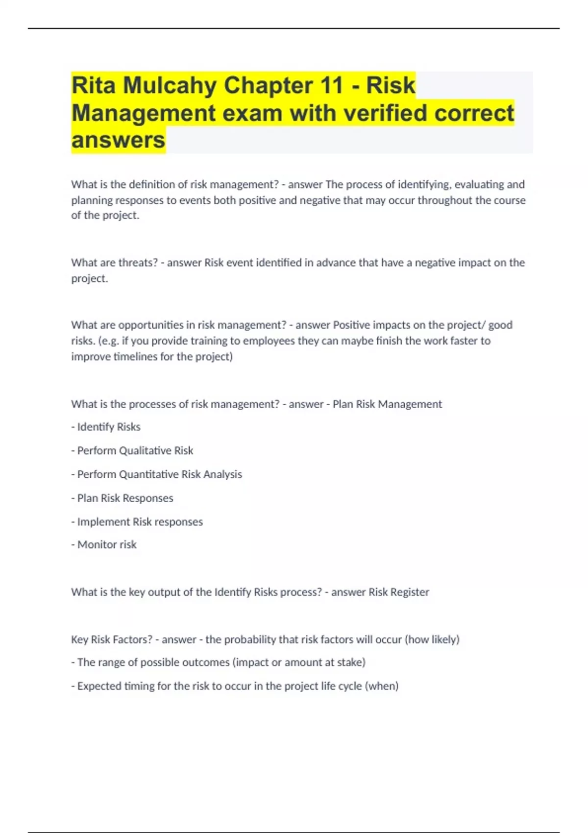 PMP Rita Exam Prep Questions - Chapter 9 - Human Resource Mgmt with ...