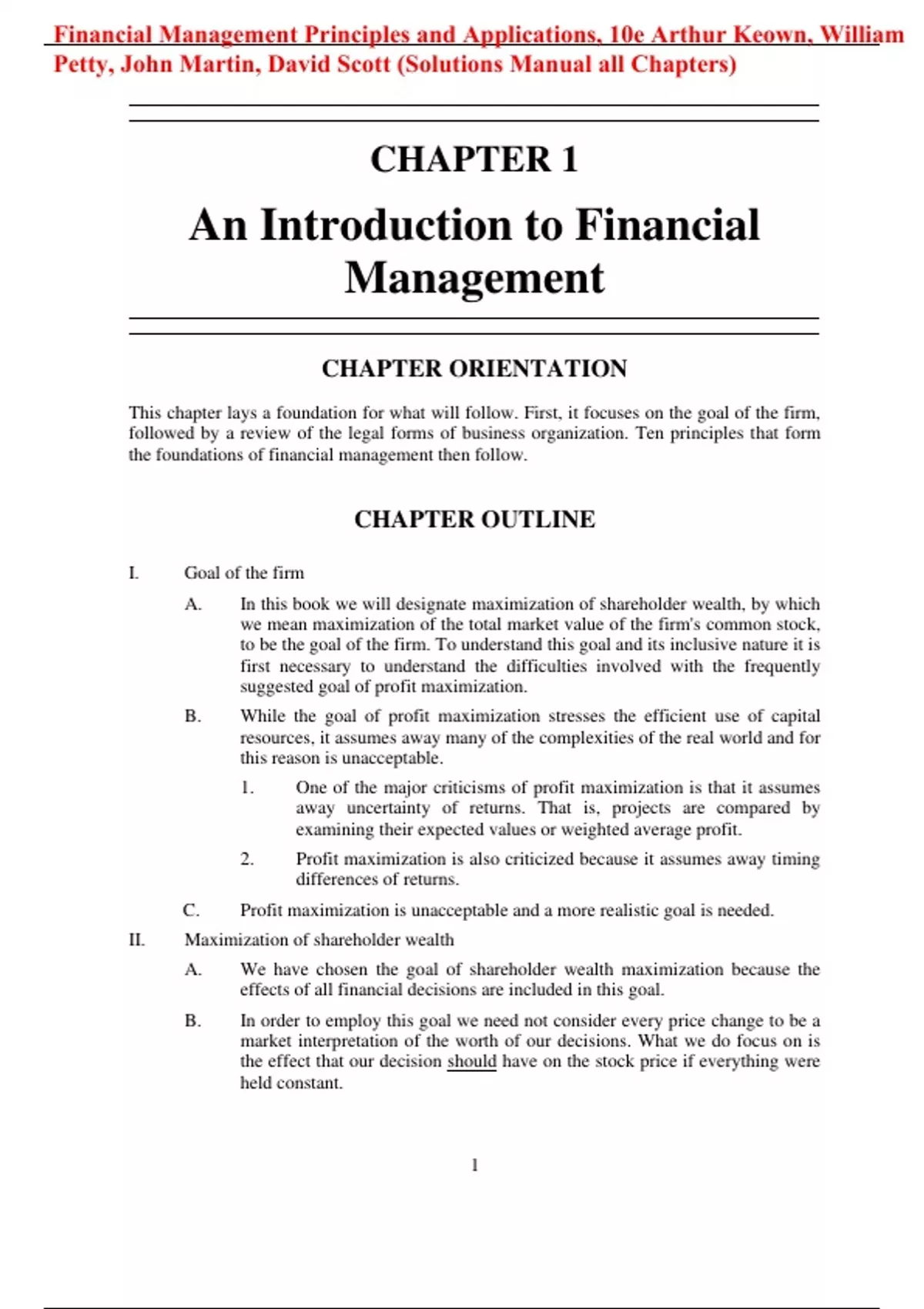 Financial Management Principles and Applications 10th Edition By Arthur ...