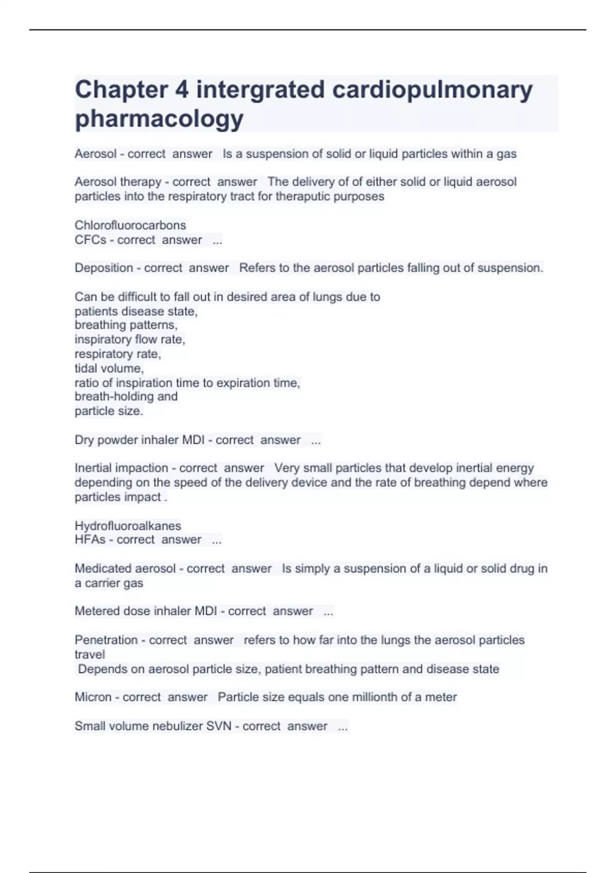 Chapter 4 intergrated cardiopulmonary pharmacology Questions with ...