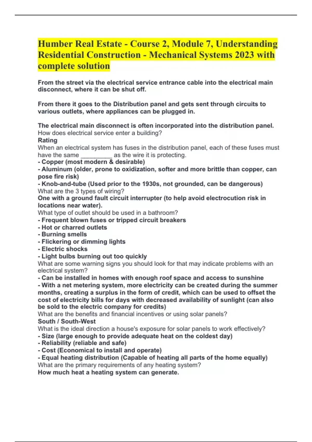 Humber Real Estate - Course 2, Module 7, Understanding Residential ...