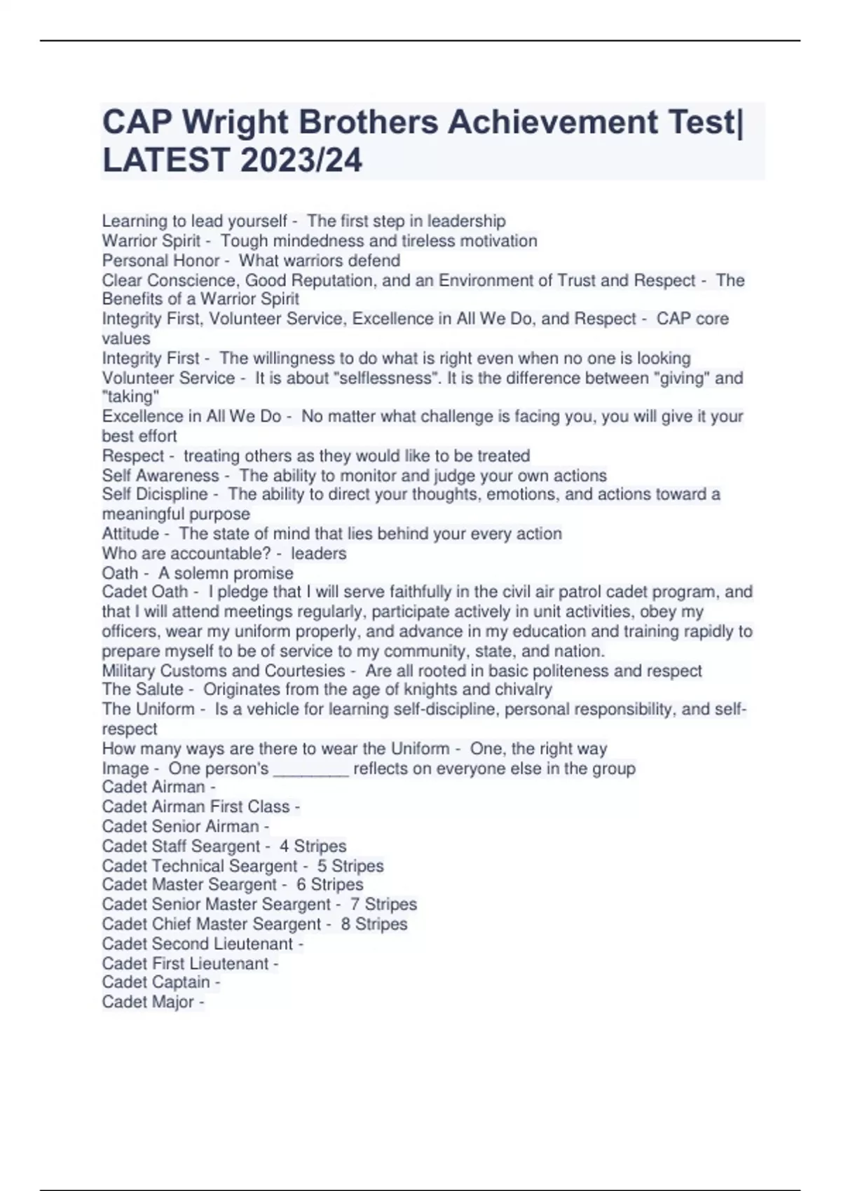 Civil Air Patrol Wright Brothers - Stuvia US