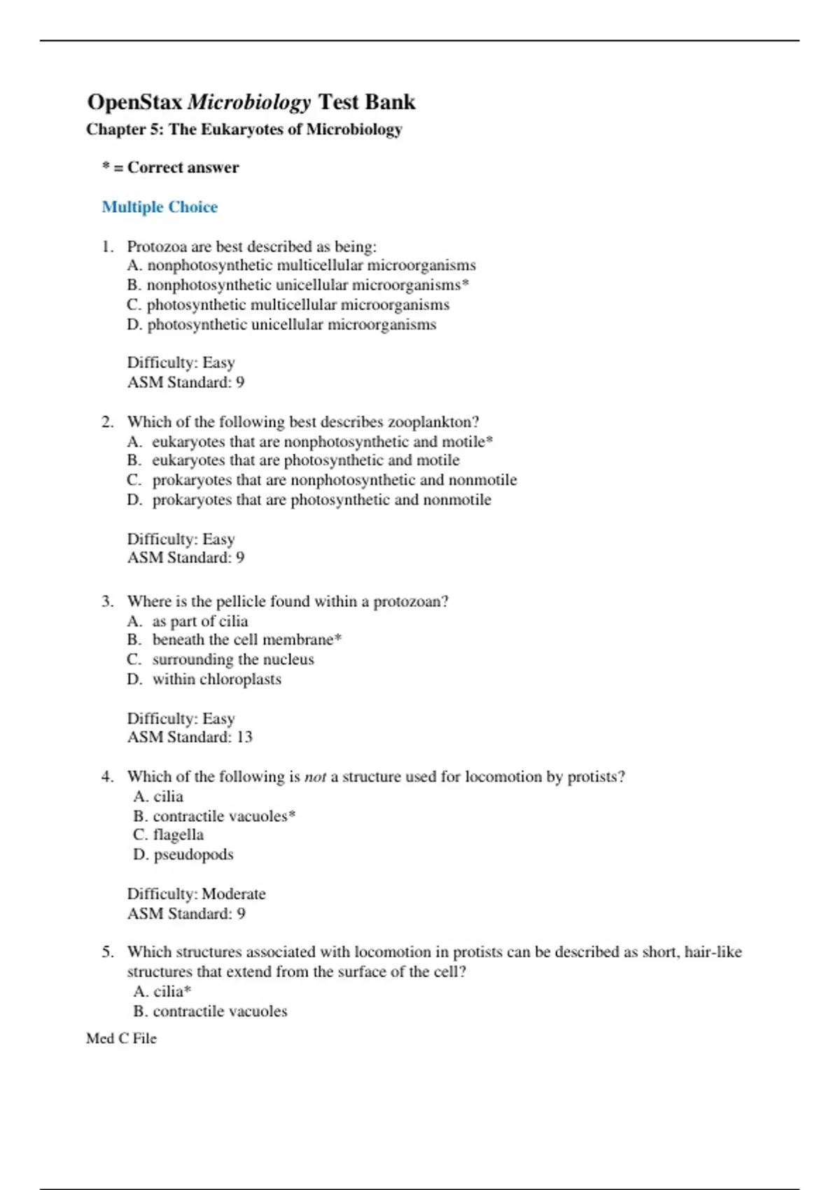 OpenStax Microbiology Test Bank Chapter 5: The Eukaryotes of ...