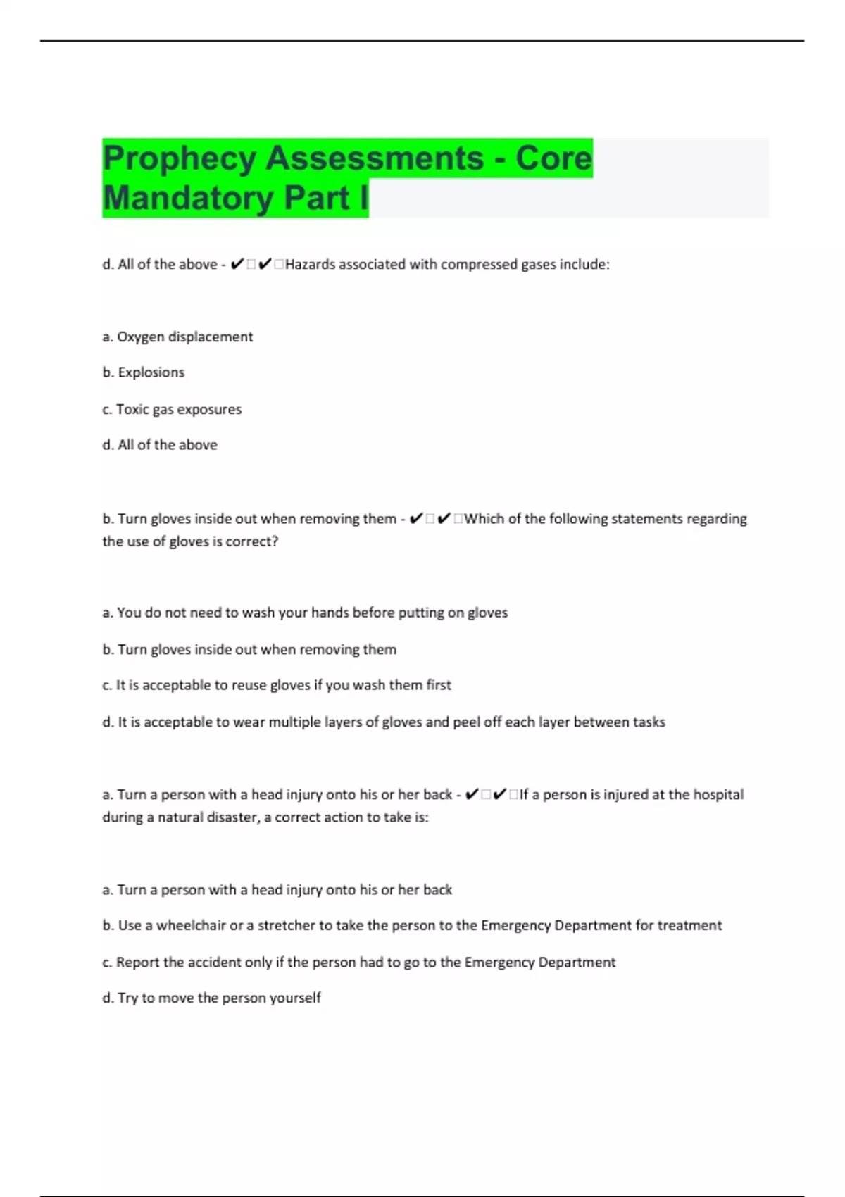 Prophecy Assessments - Core Mandatory Part I|65 Practice Questions With ...