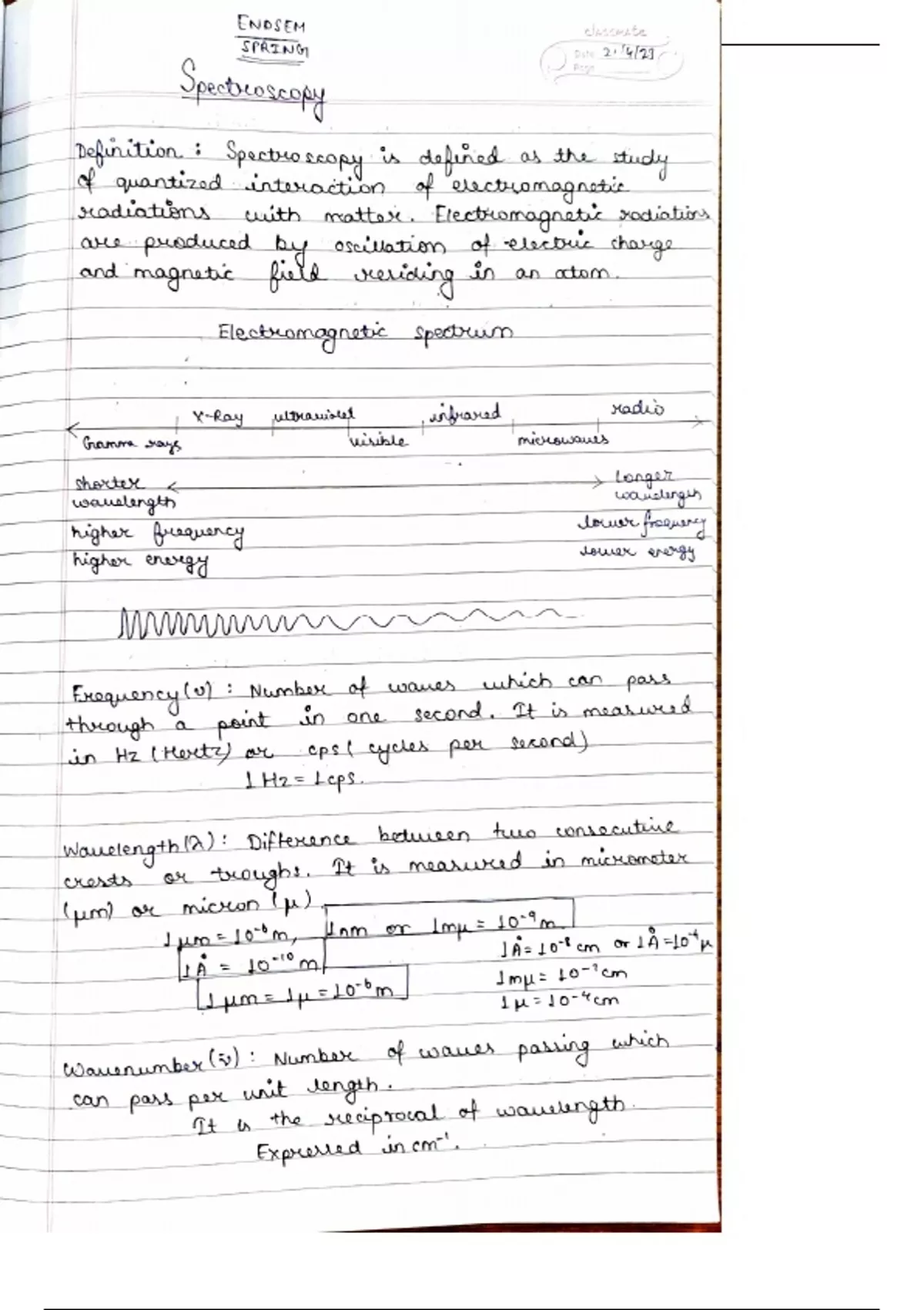 Spectroscopy full chapter notes for B.Tech first year student - B.Tech ...
