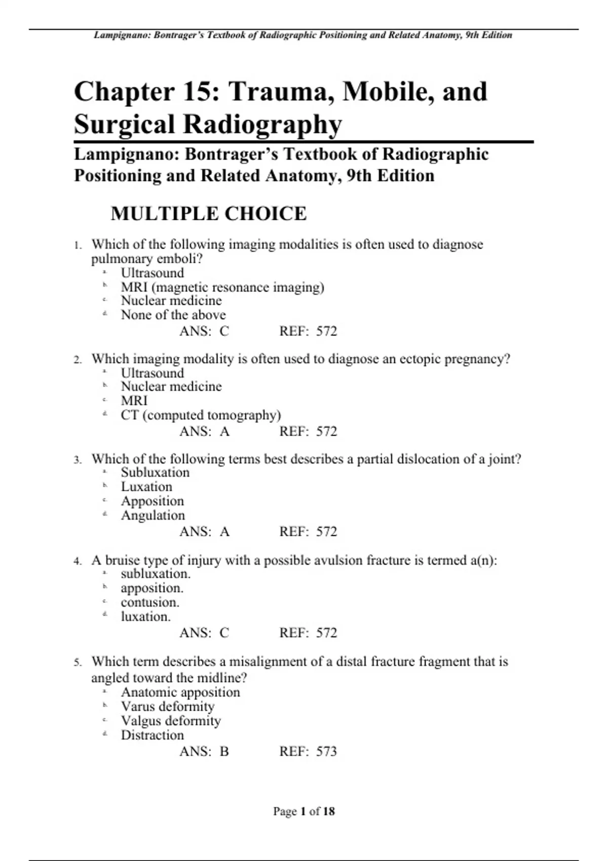 Chapter 15: Trauma, Mobile, and Surgical Radiography Lampignano ...
