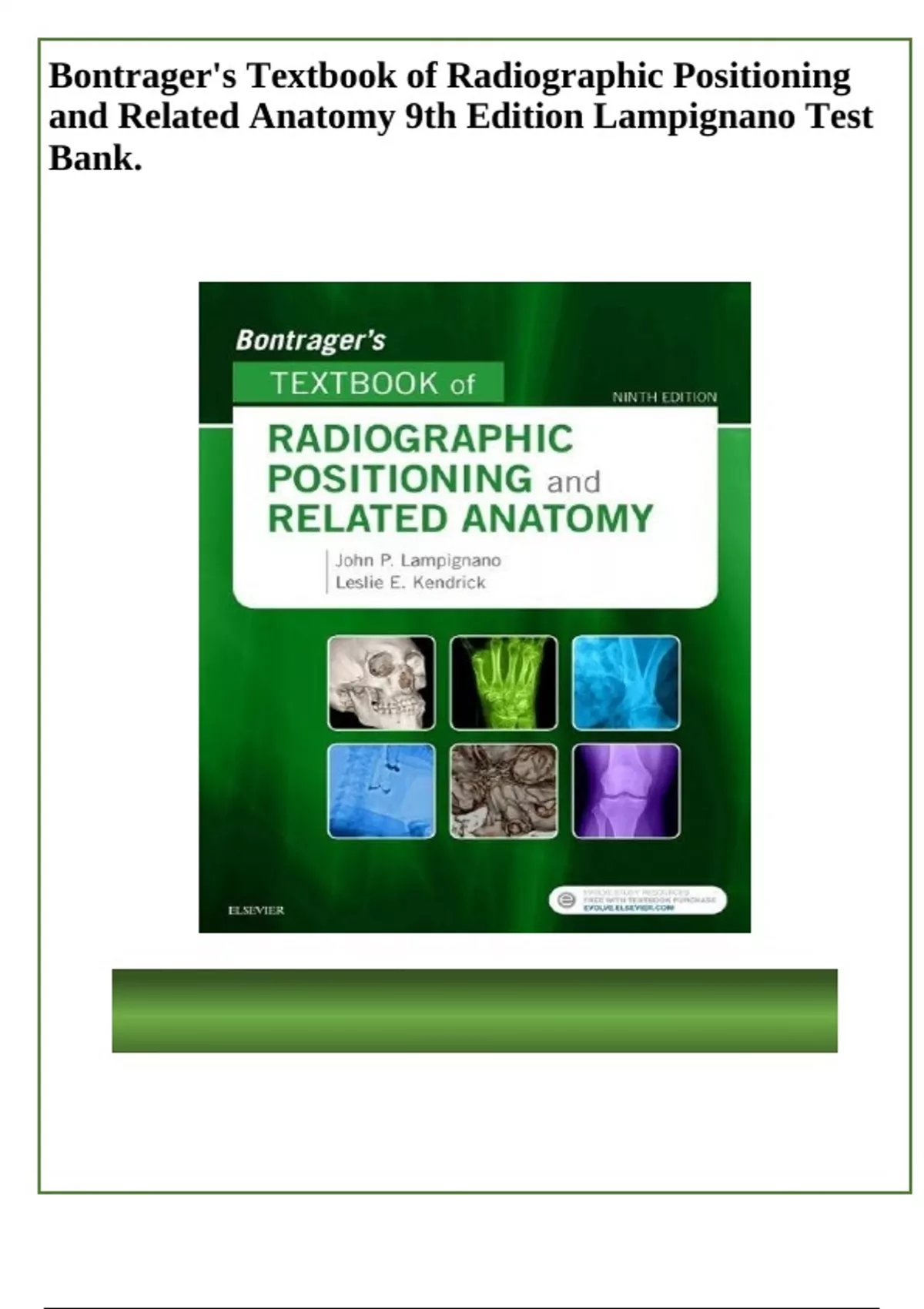 Bontrager's Textbook of Radiographic Positioning and Related Anatomy ...