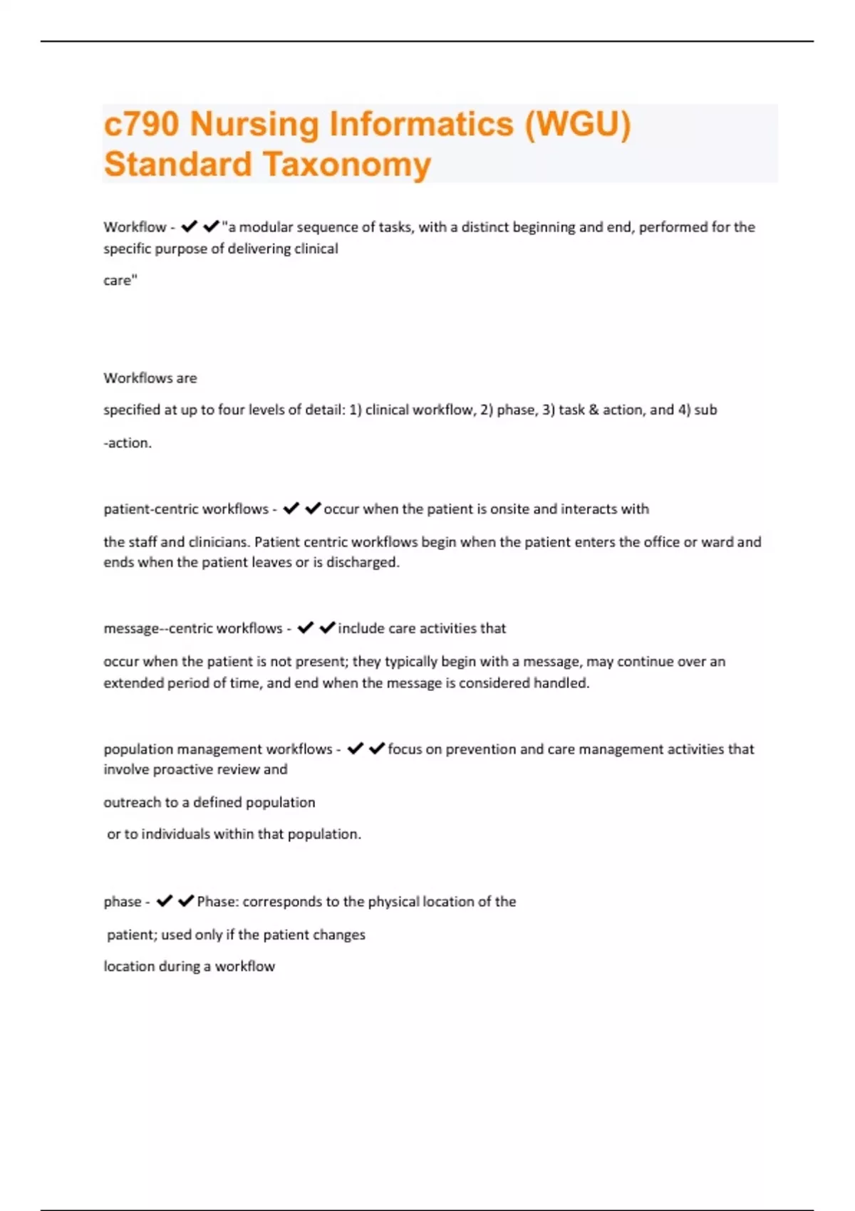 c790 Nursing Informatics (WGU) Standard Taxonomy Exam Questions And ...