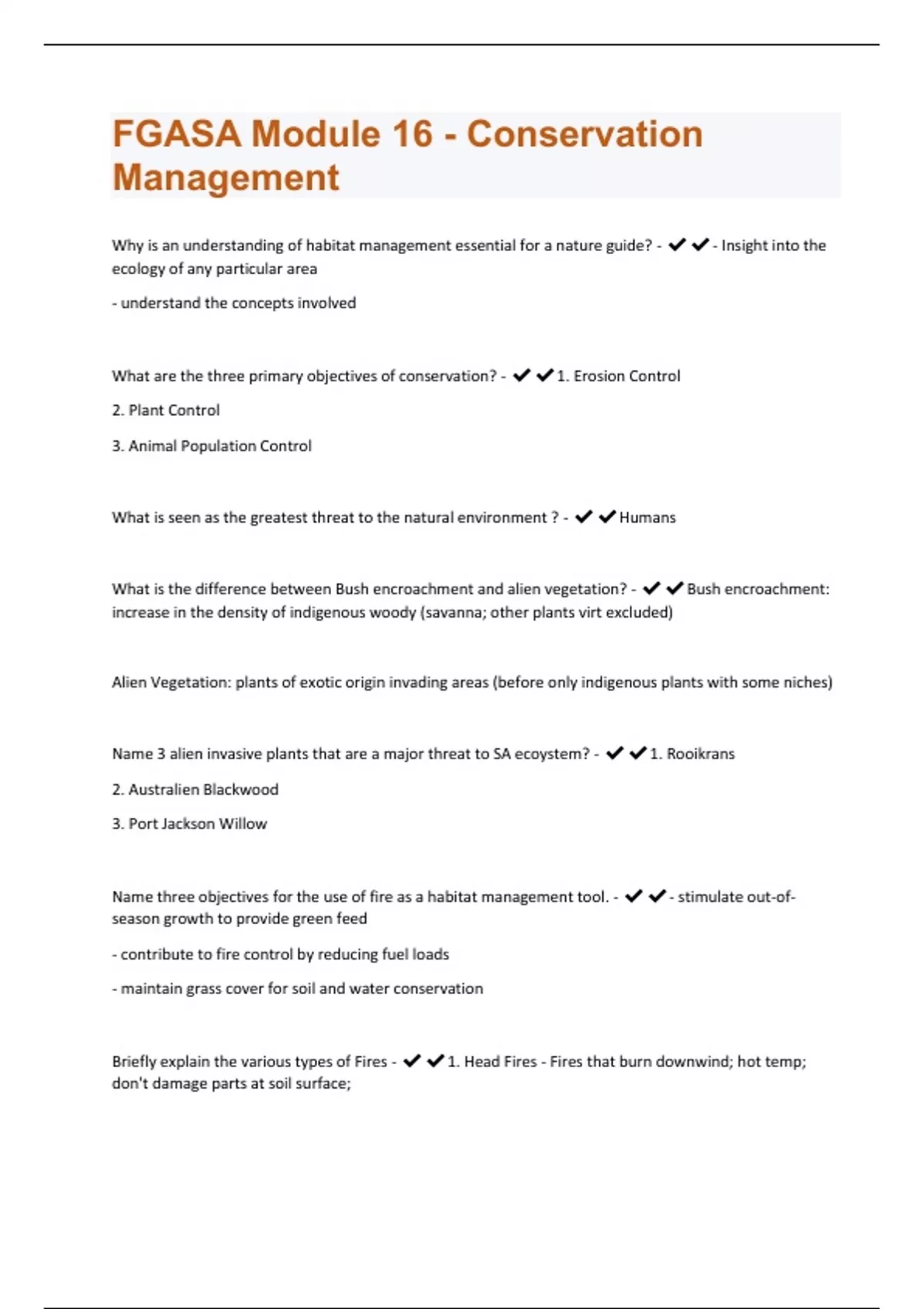 FGASA Module 16 - Conservation Management Questions and Answers ...