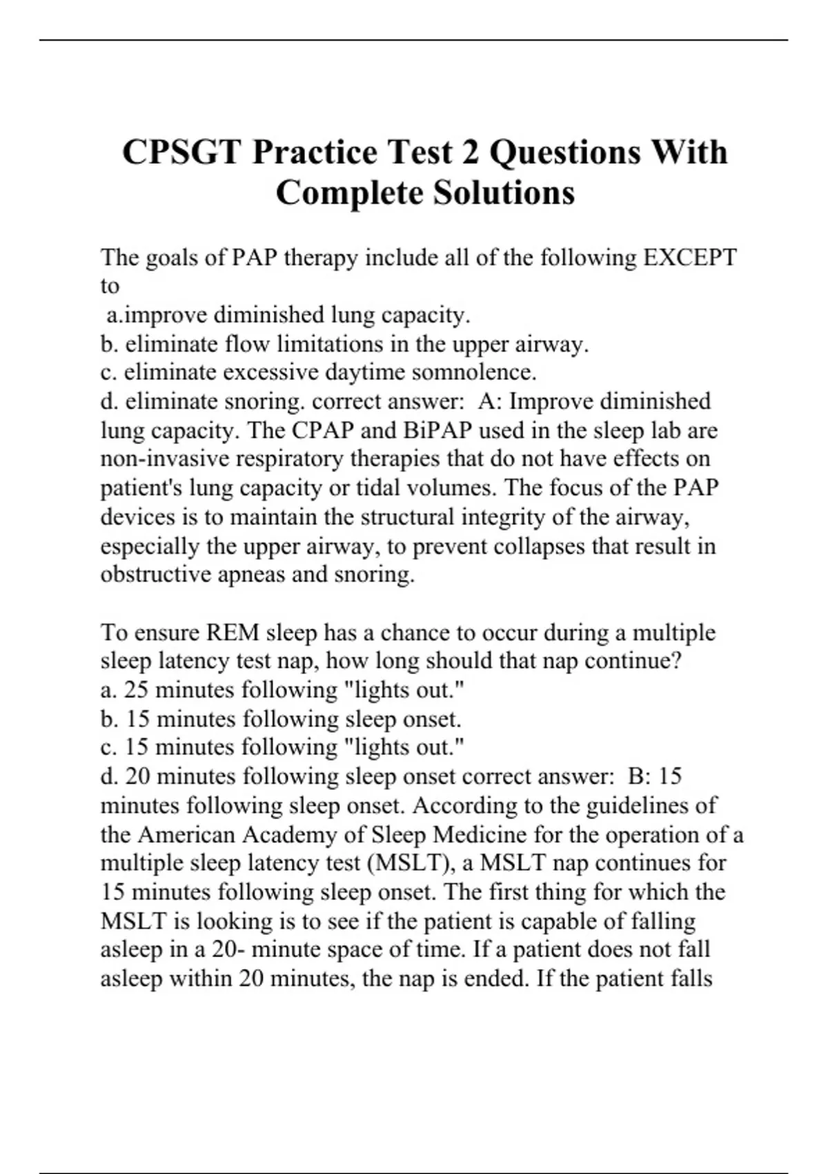 CPSGT Practice Test 2 Questions With Complete Solutions - CPSGT - Stuvia US