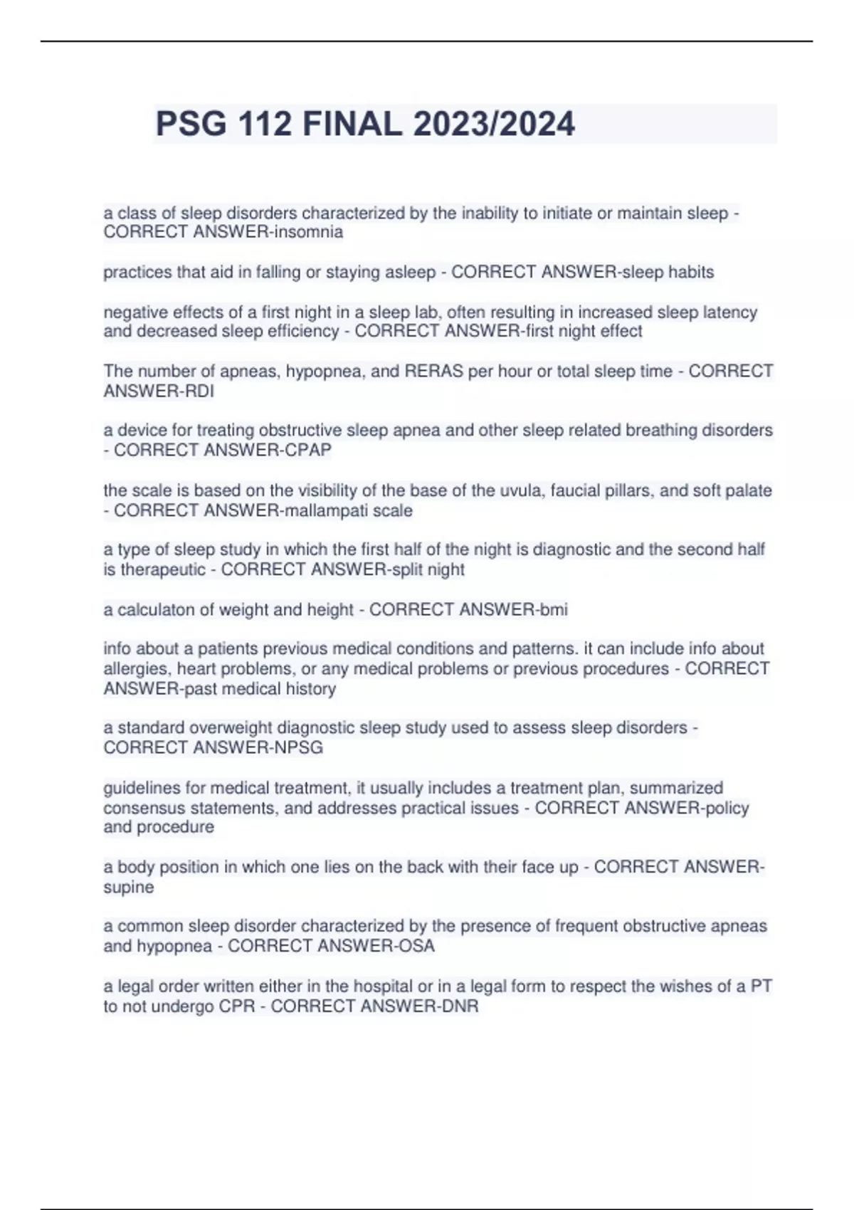PSG 112 FINAL 2023/2024 - PSG - Stuvia US