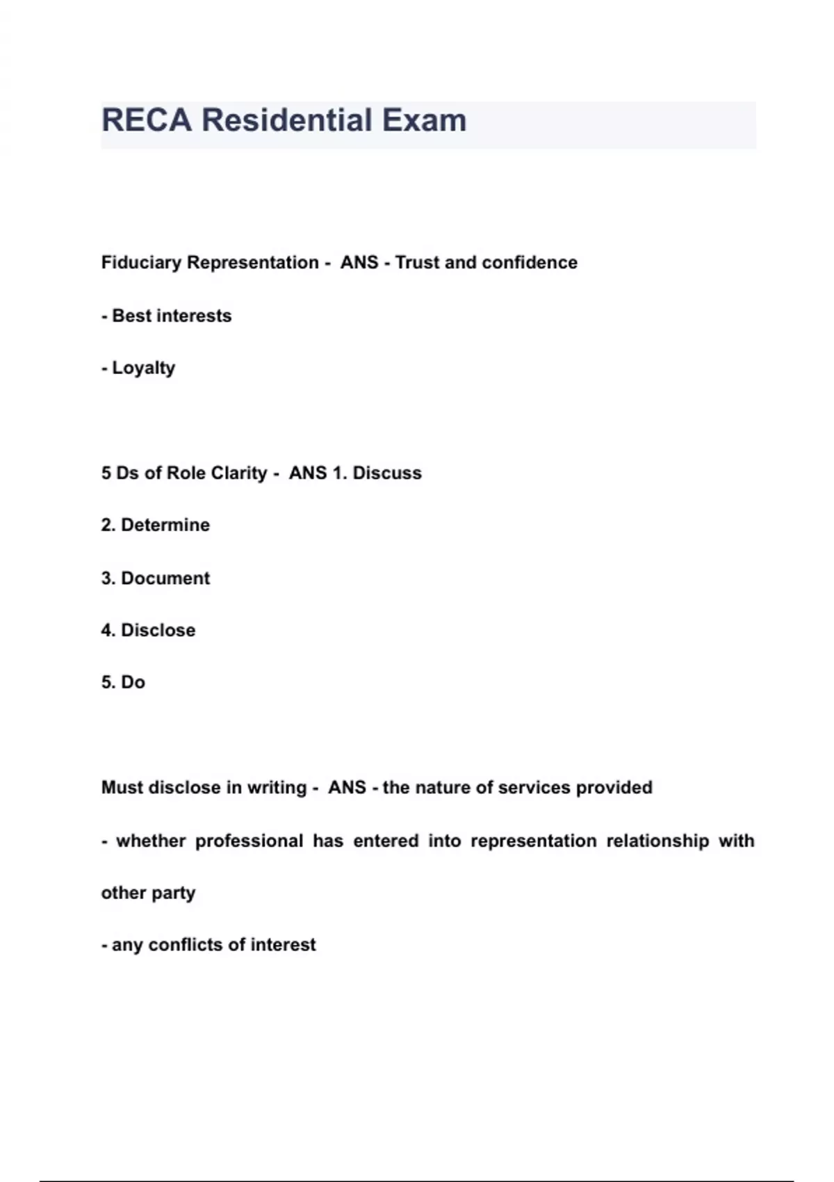 RECA Residential Exam QUESTIONS & ANSWERS 2023 ( A+ GRADED 100% ...