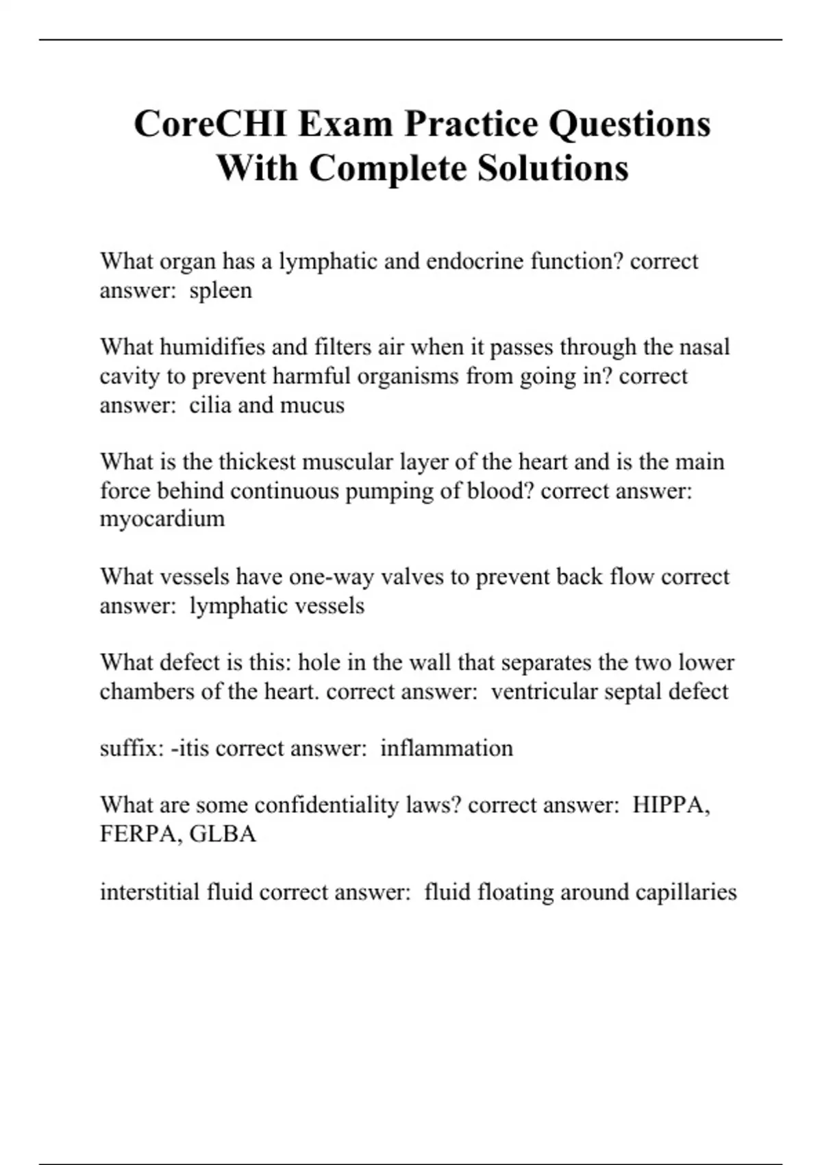 CoreCHI Exam Practice Questions With Complete Solutions - CoreCHI ...