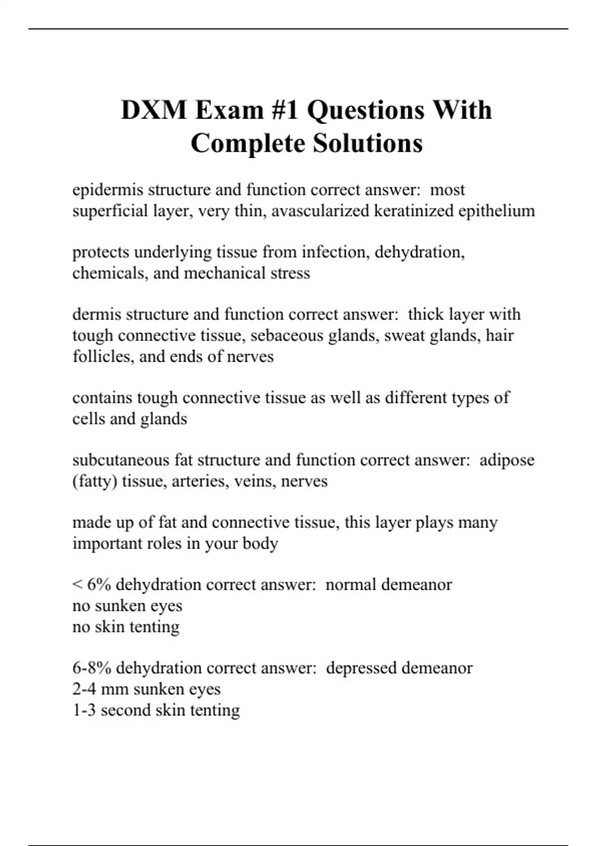 DXM Exam #1 Questions With Complete Solutions - DXM - Stuvia US