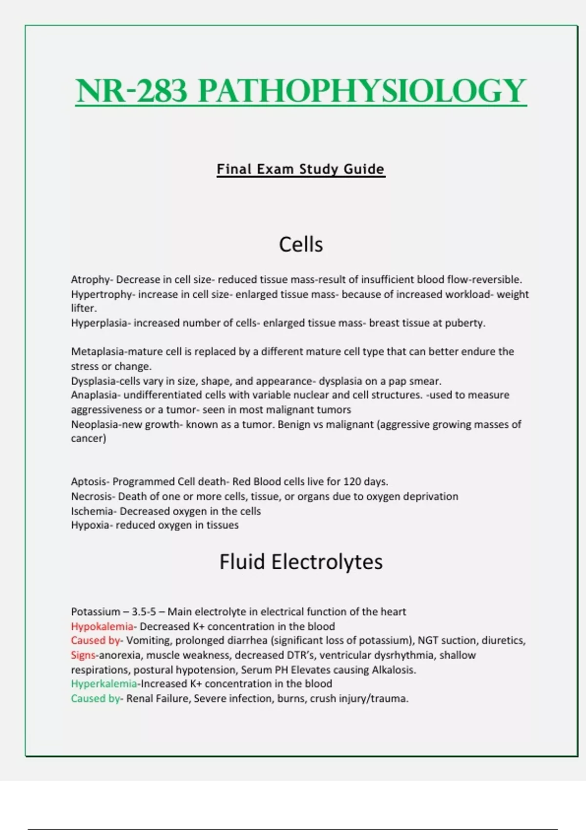 Final Exam Study Guide - NR283 / NR 283 (Latest 2023 / 2024 ...