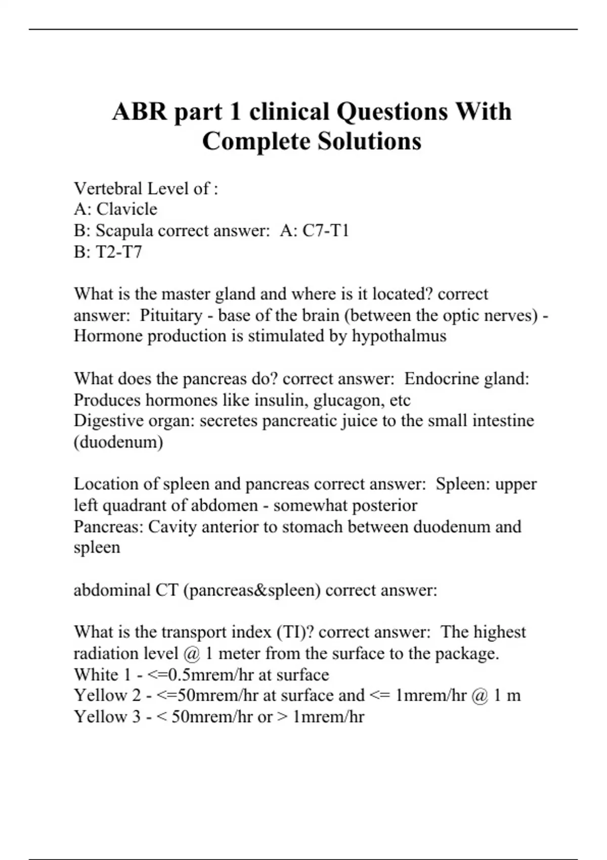 ABR part 1 clinical Questions With Complete Solutions - Medical physics ...