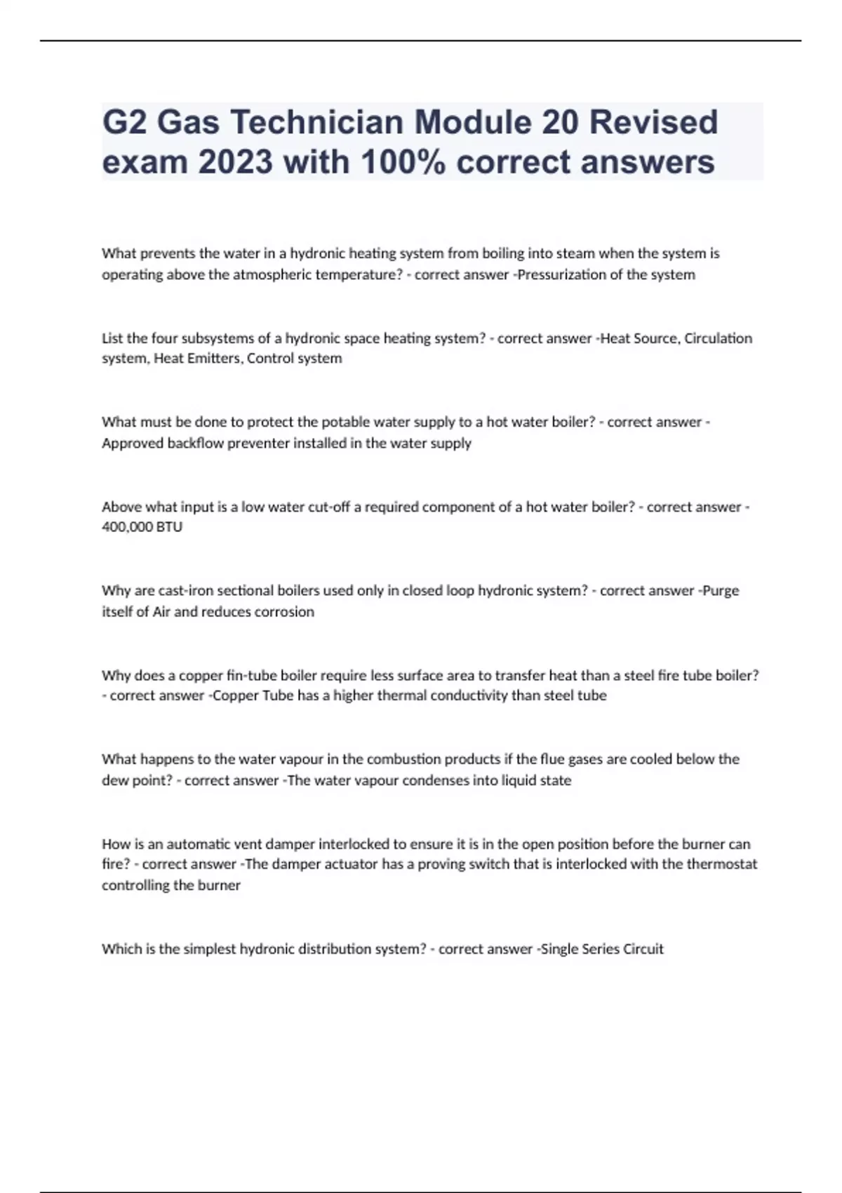 G2 Gas Technician Module 20 Revised exam 2023 with 100% correct answers ...