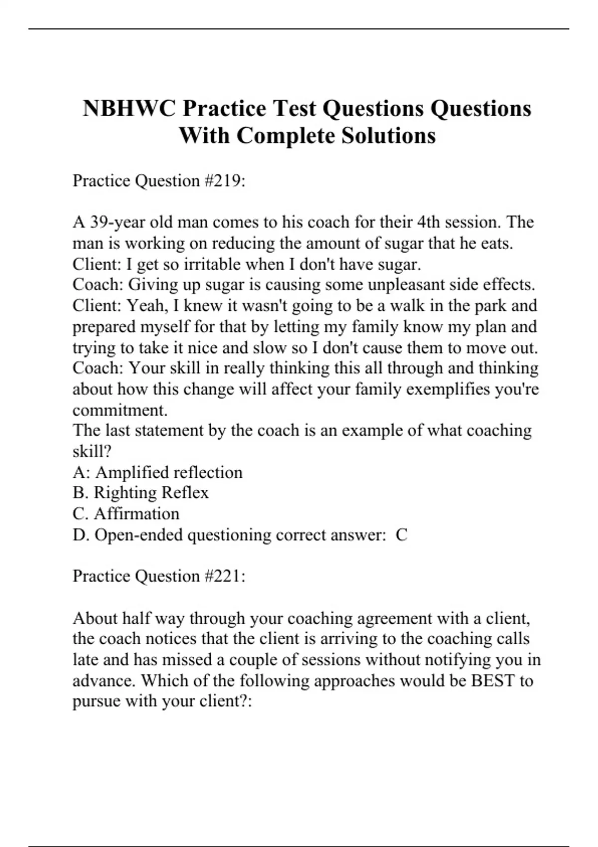 NBHWC Practice Test Questions Questions With Complete Solutions - NBHWC ...