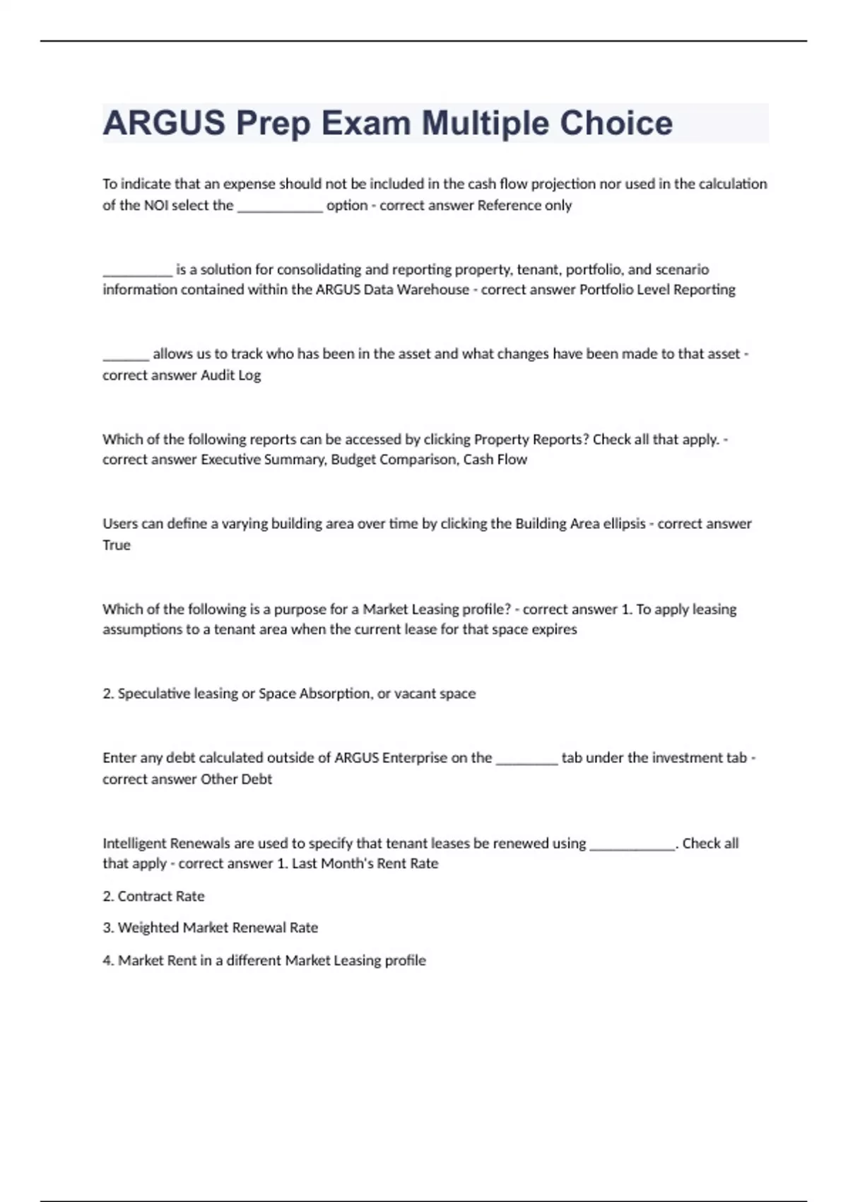 ARGUS Prep Exam Multiple Choice questions with complete solution 2023 ...