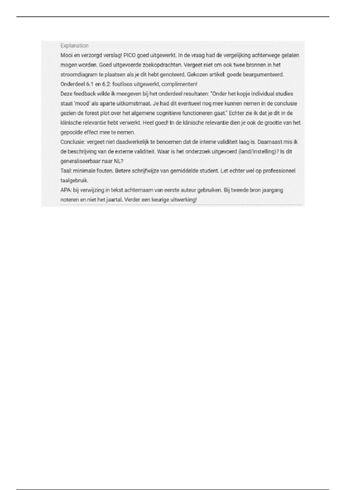 EBP CAT verslag beoordeeld met een 9,5! - EBP CAT - Stuvia NL